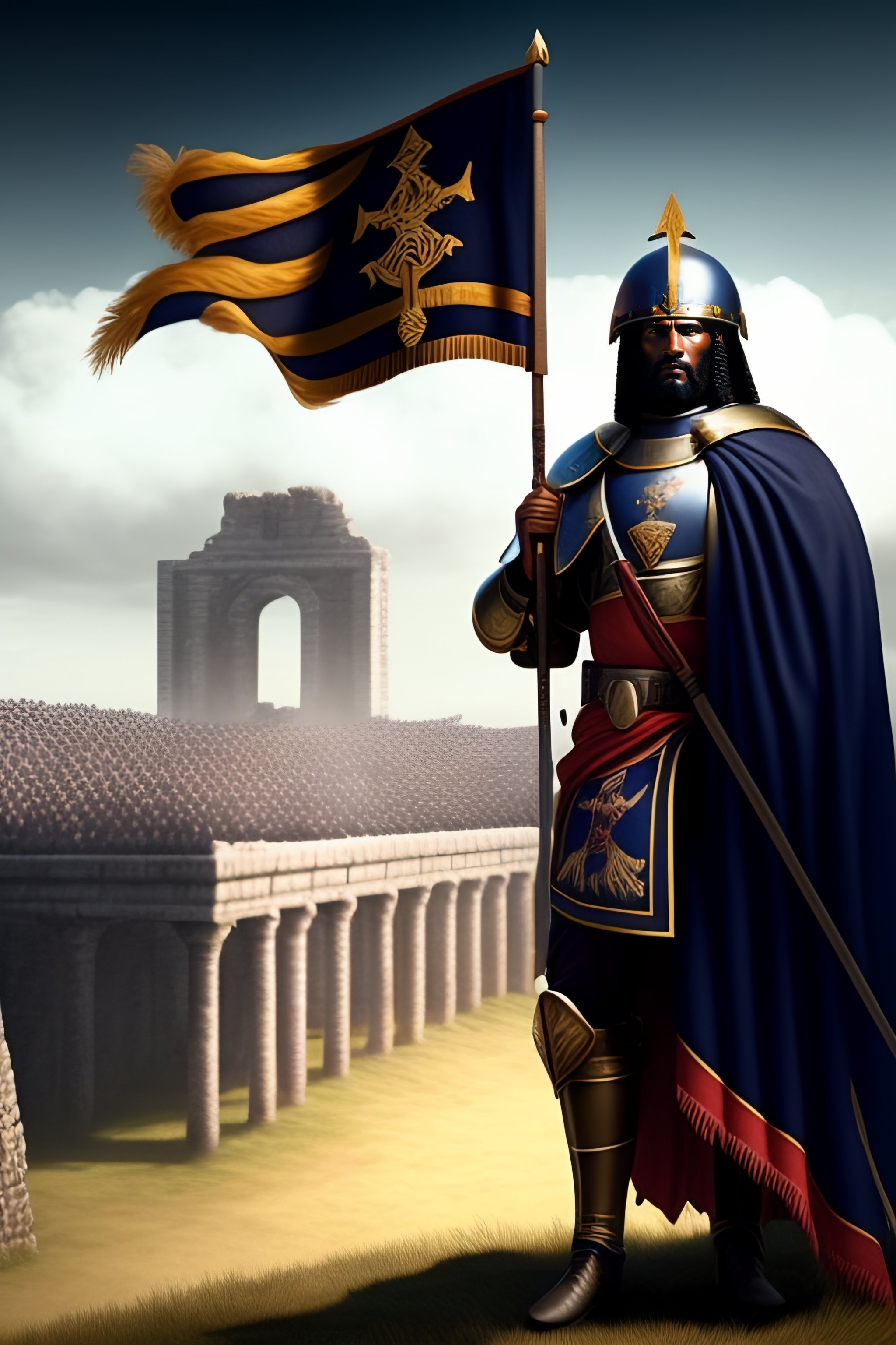 Lexica - A roman legion besieging a distant black fortress on scorched ...