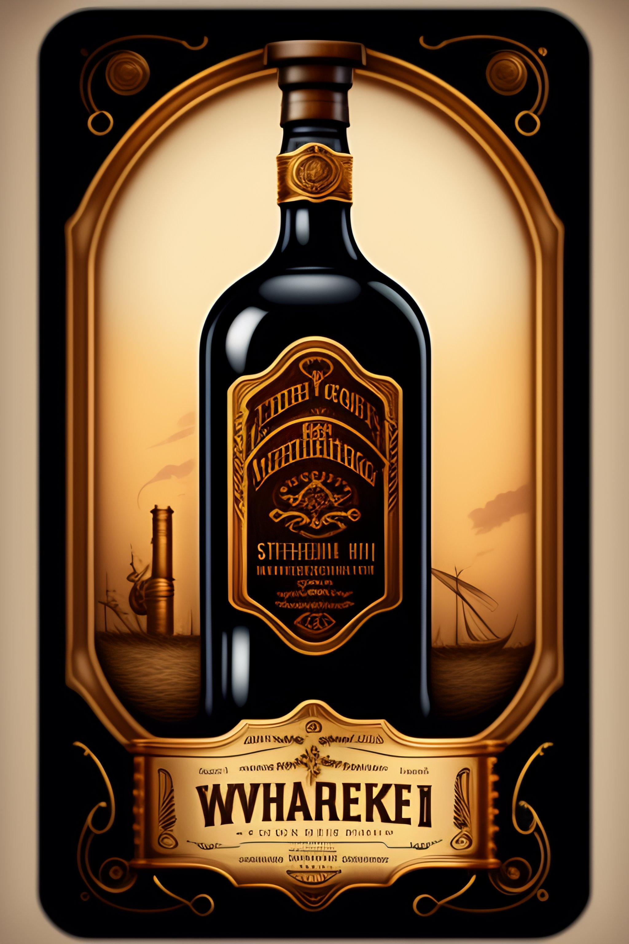 Lexica - Steampunk style whiskey label design