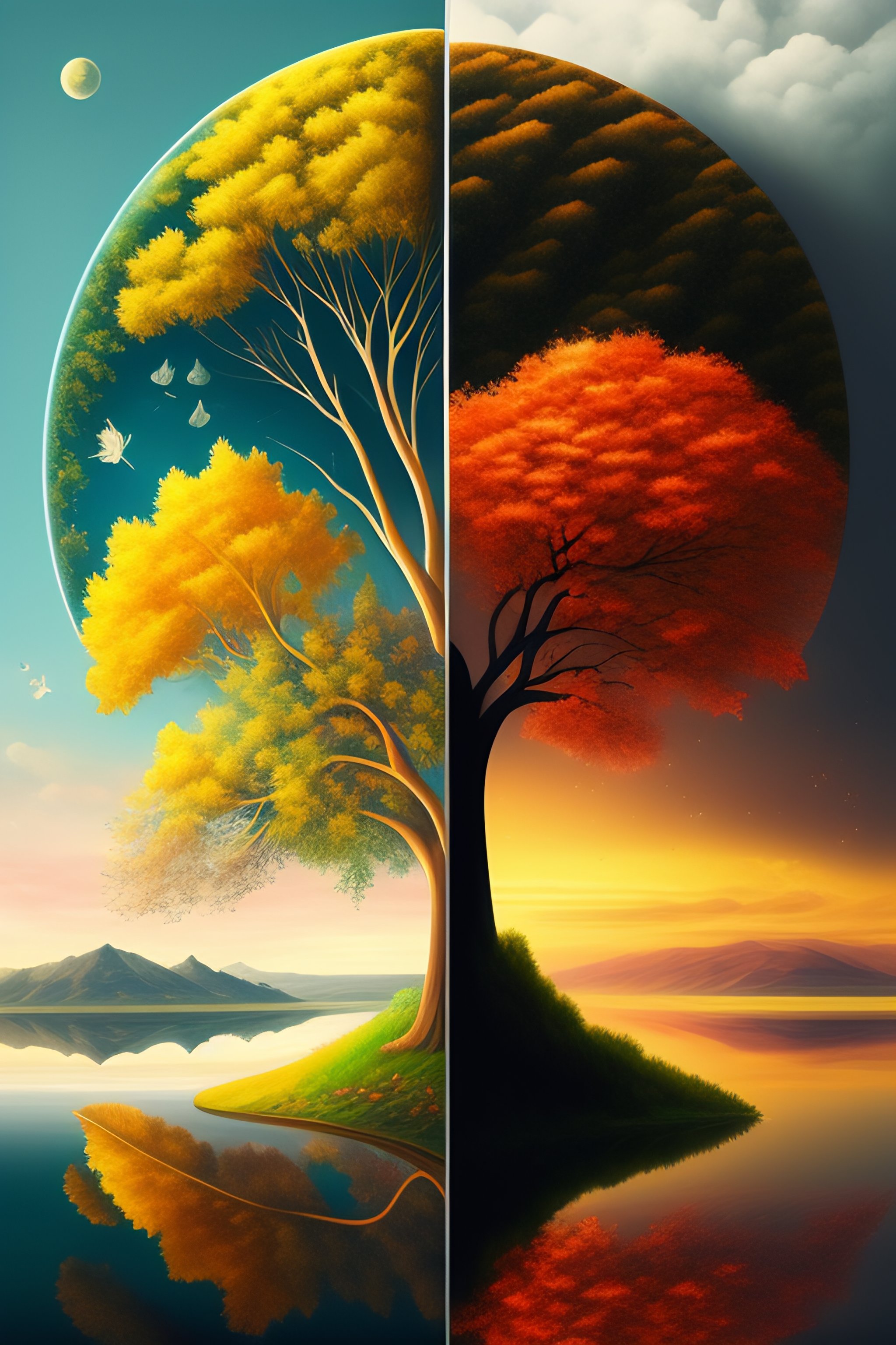 Lexica - Wonderful realistic, high detailed, abstract, four seasons picture