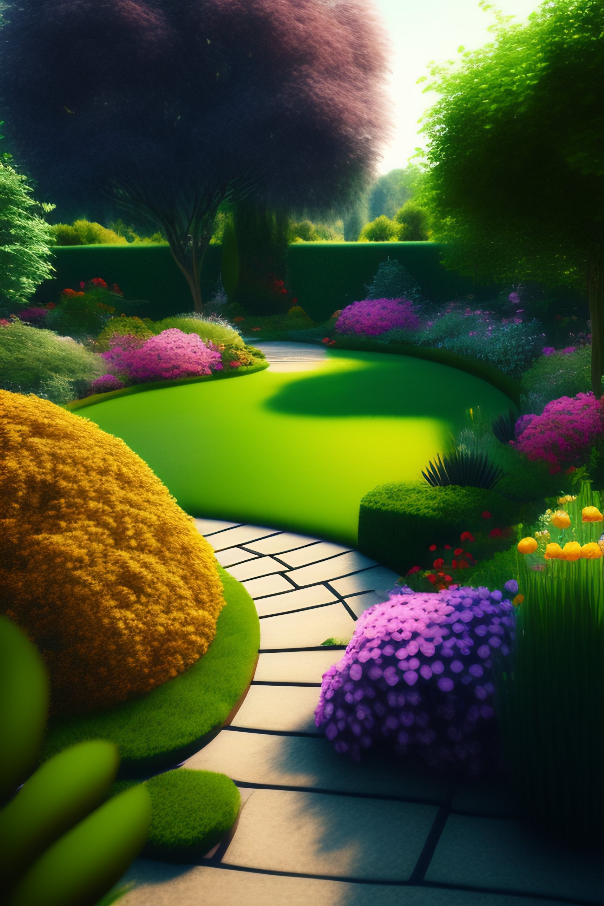 Lexica - Spacious garden with rare flowers, front garden with trees ...