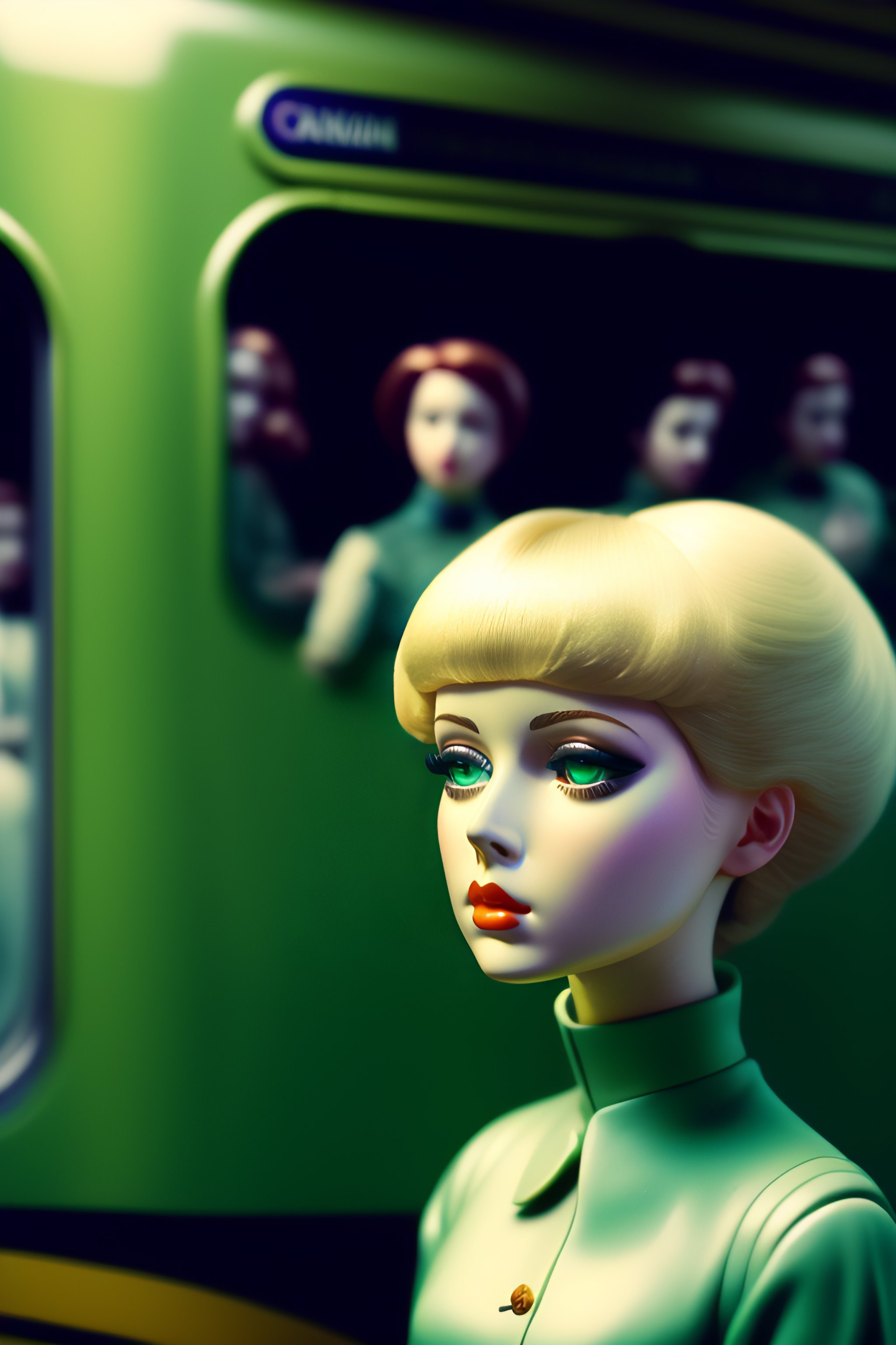 Lexica - Animatronic dolls on the subway by margaret keane, 1 9 6 0 s ...