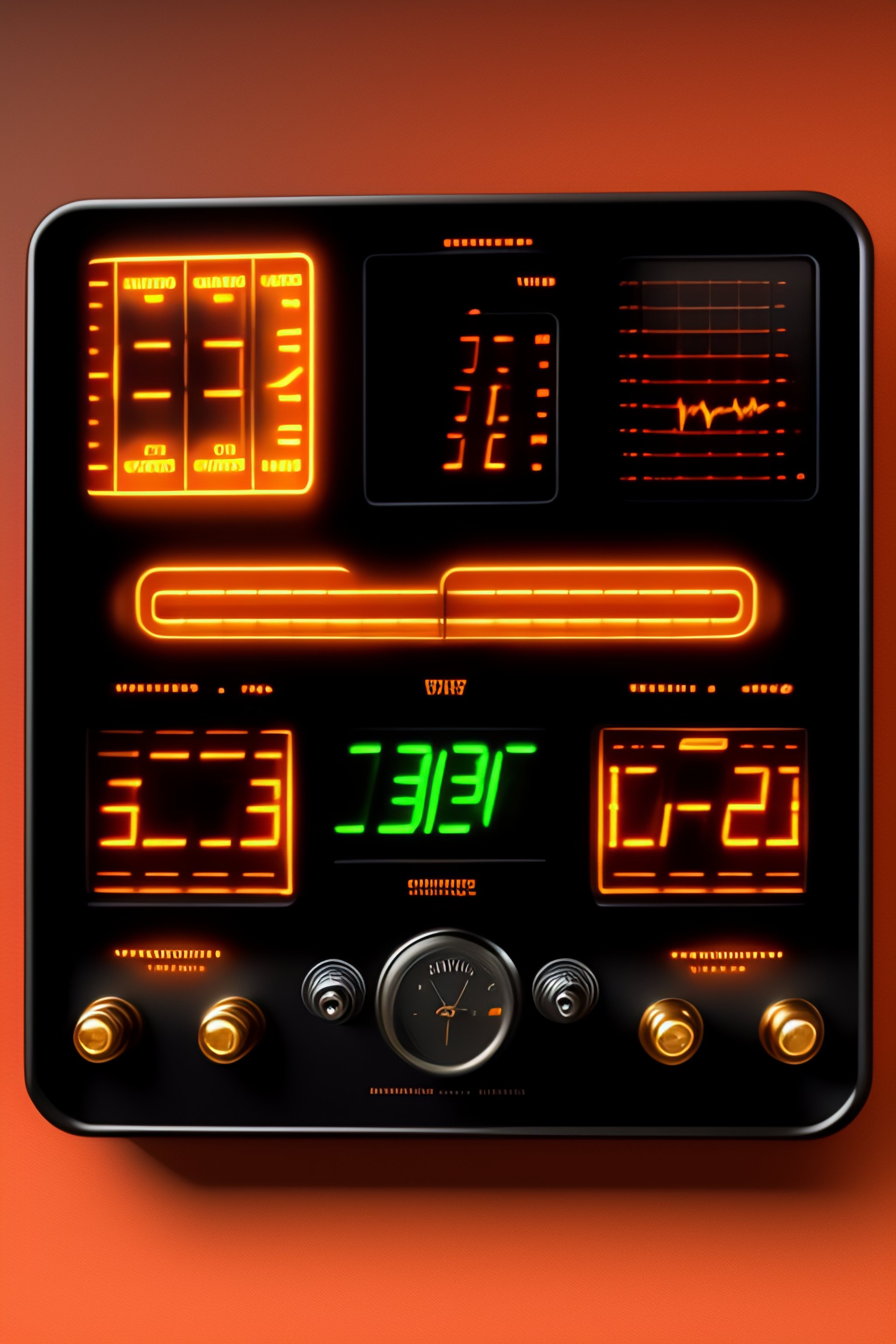 Lexica - Cyberpunk GUI rusty brown and gold panel with graphics, gauges ...