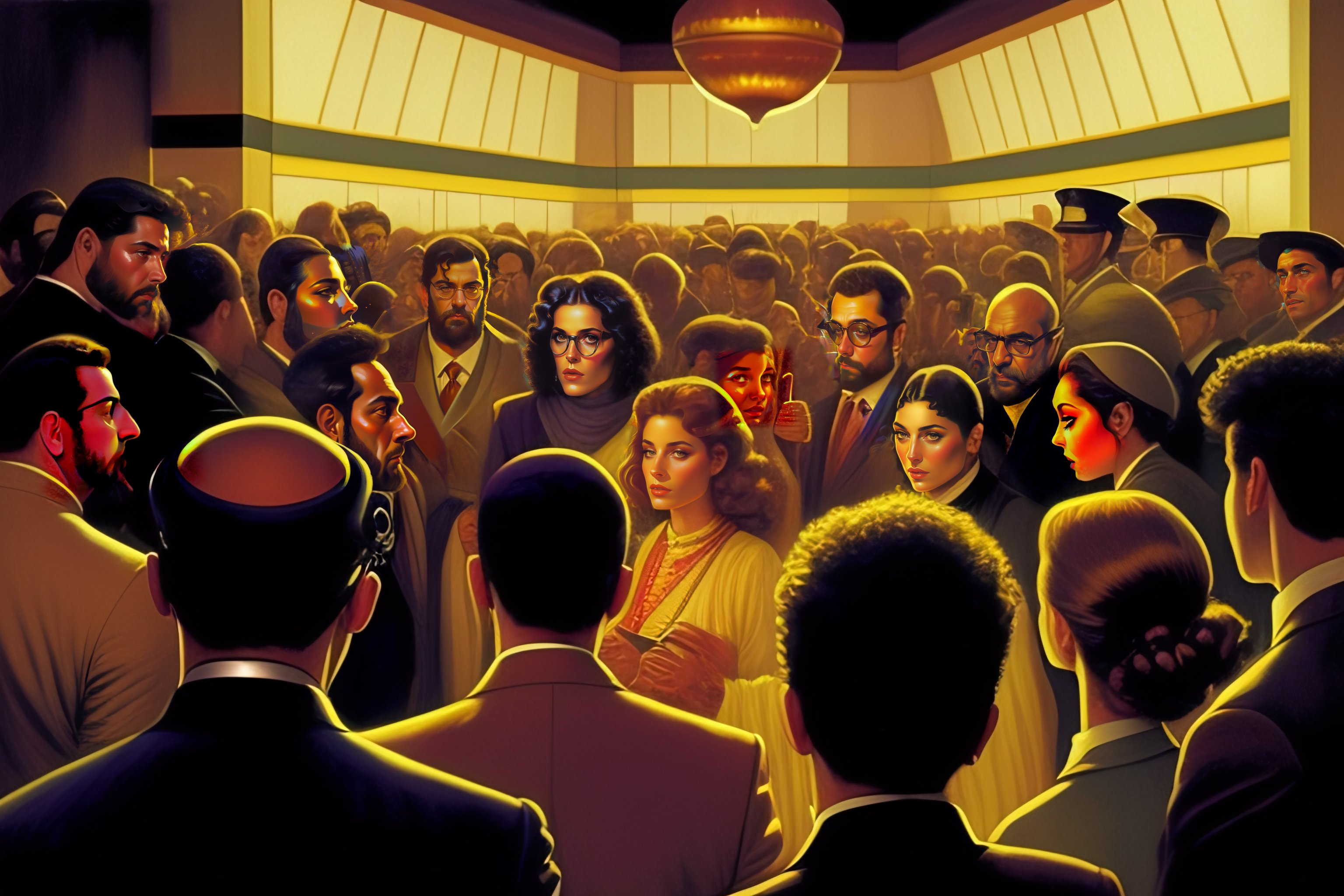 Lexica - Picture of a modern synagogue on the Sabbath, crowded with ...