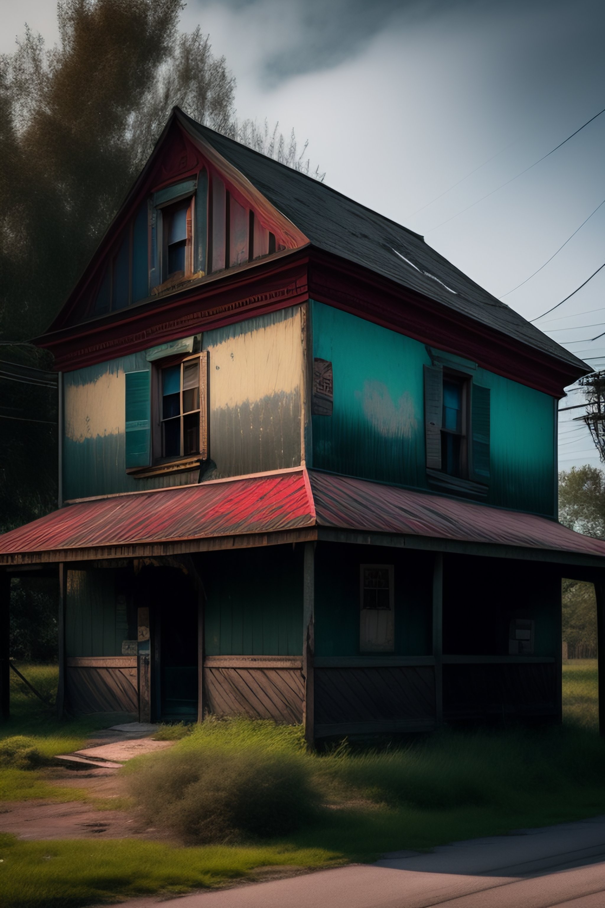 Lexica - A creepy, run-down building with a sign that reads "The ...