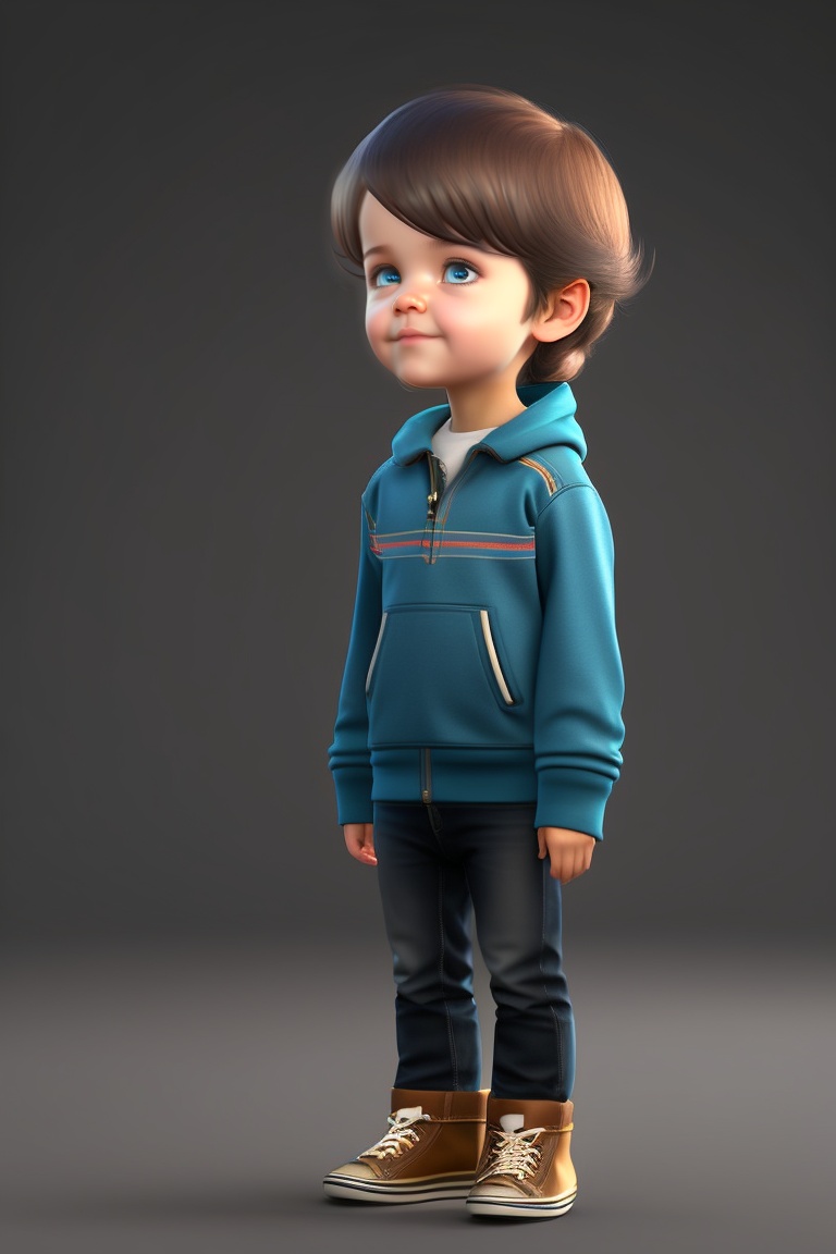 Lexica - A child CGI character, face front, HD in quality, full body ...