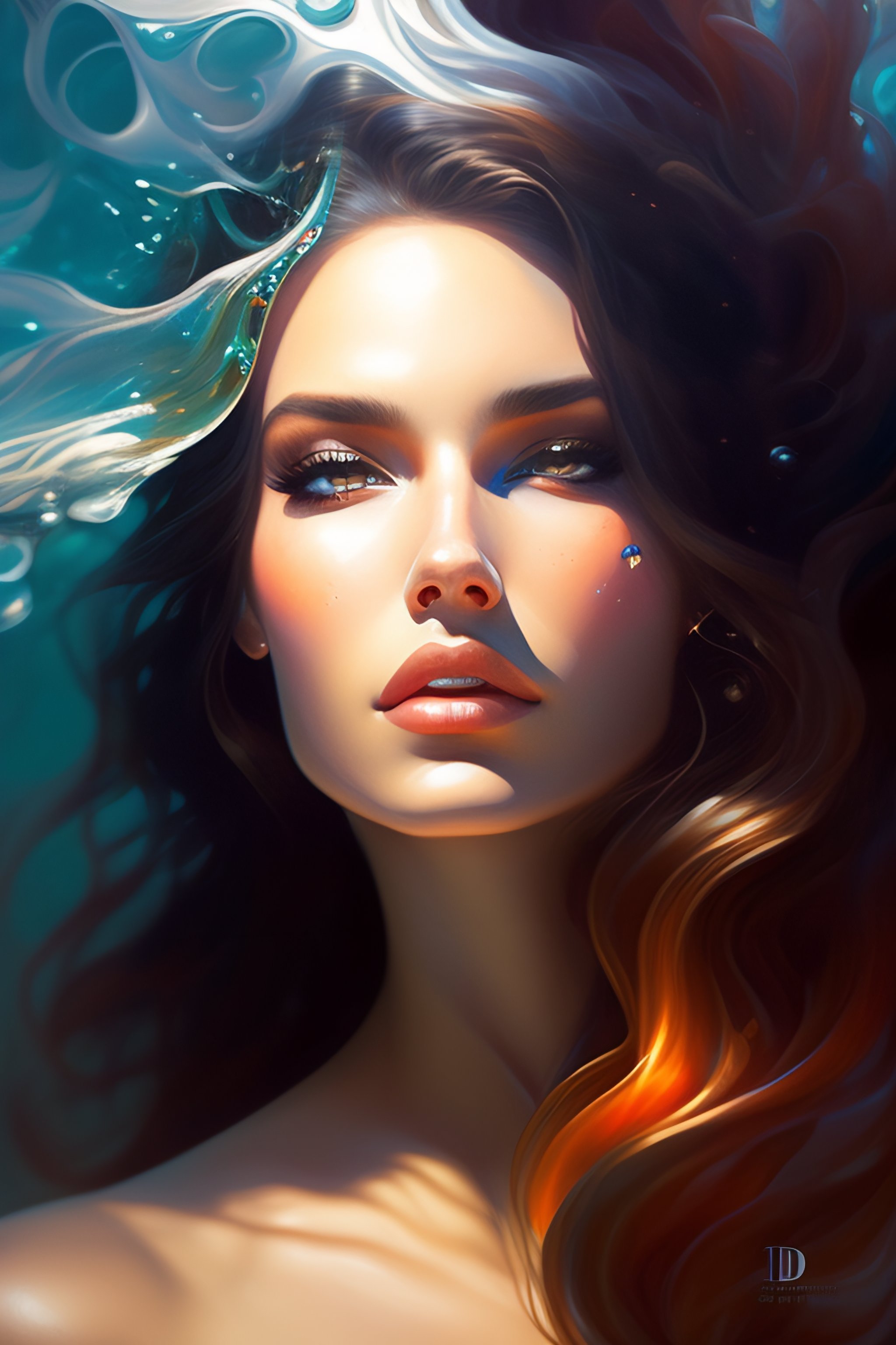 Lexica - "delirium, liquid smoke chaotic storm, stylized beauty portrait, broken glass, bubbling ...