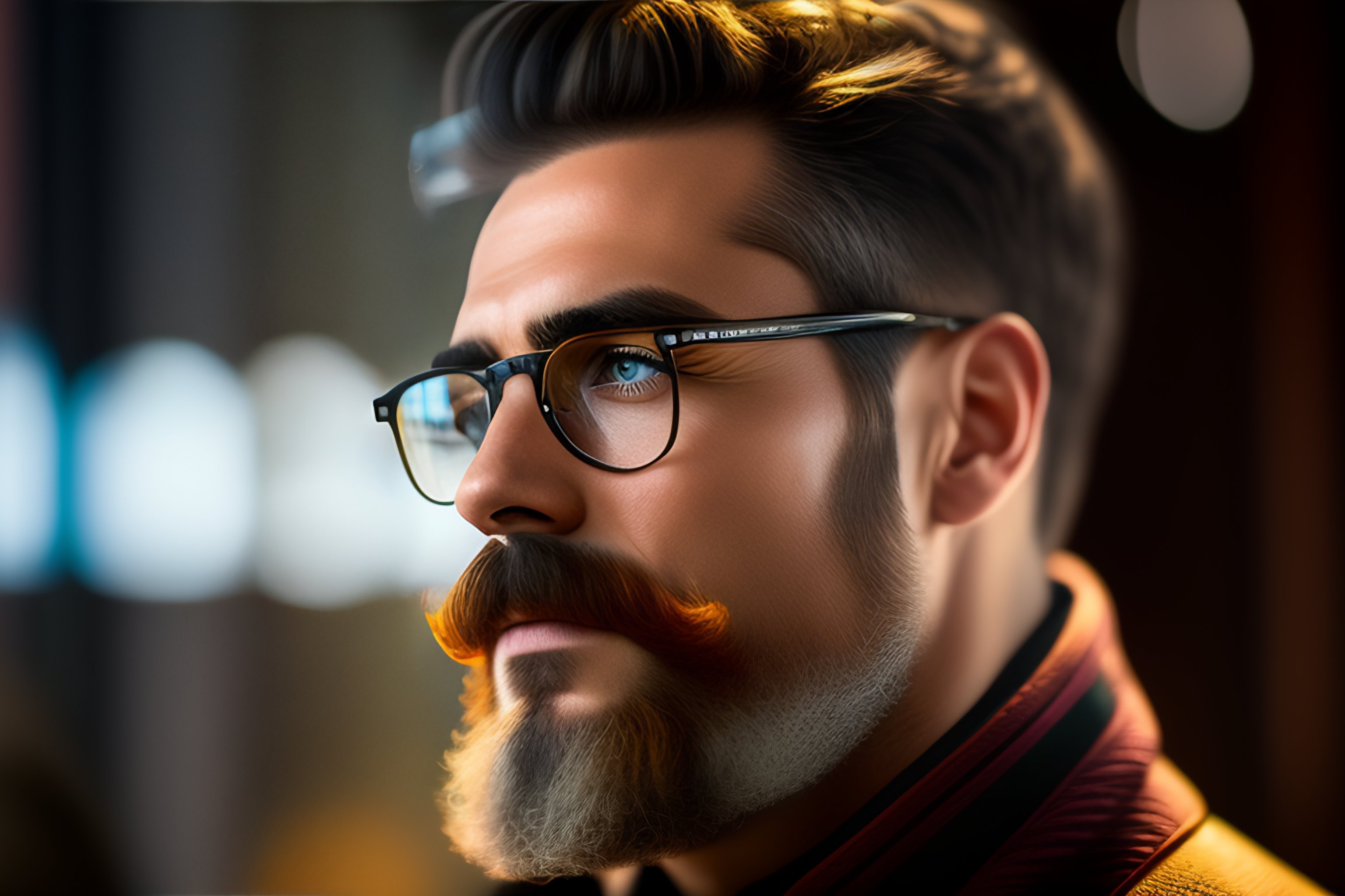 Lexica - A man with glass small beared and mustach