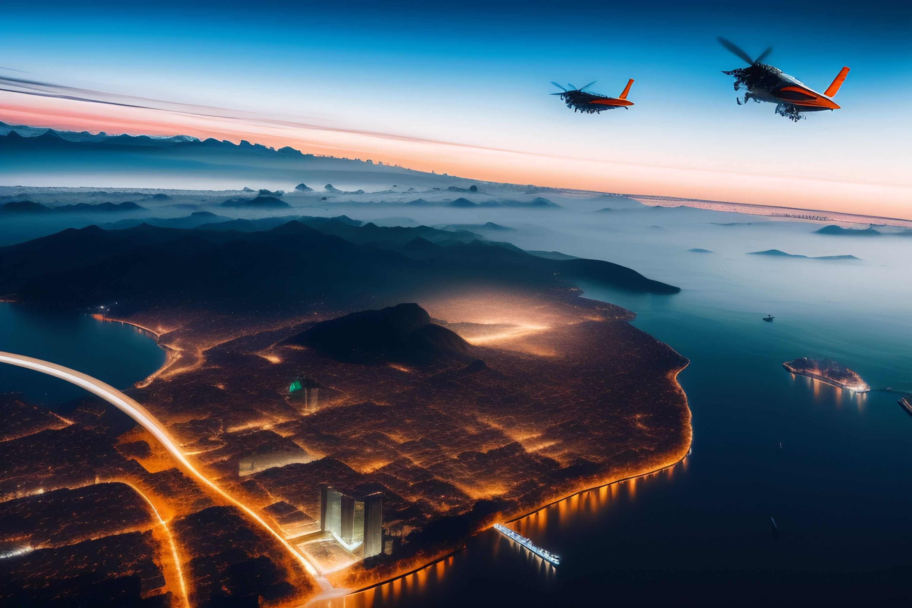 Lexica - Flying human over city