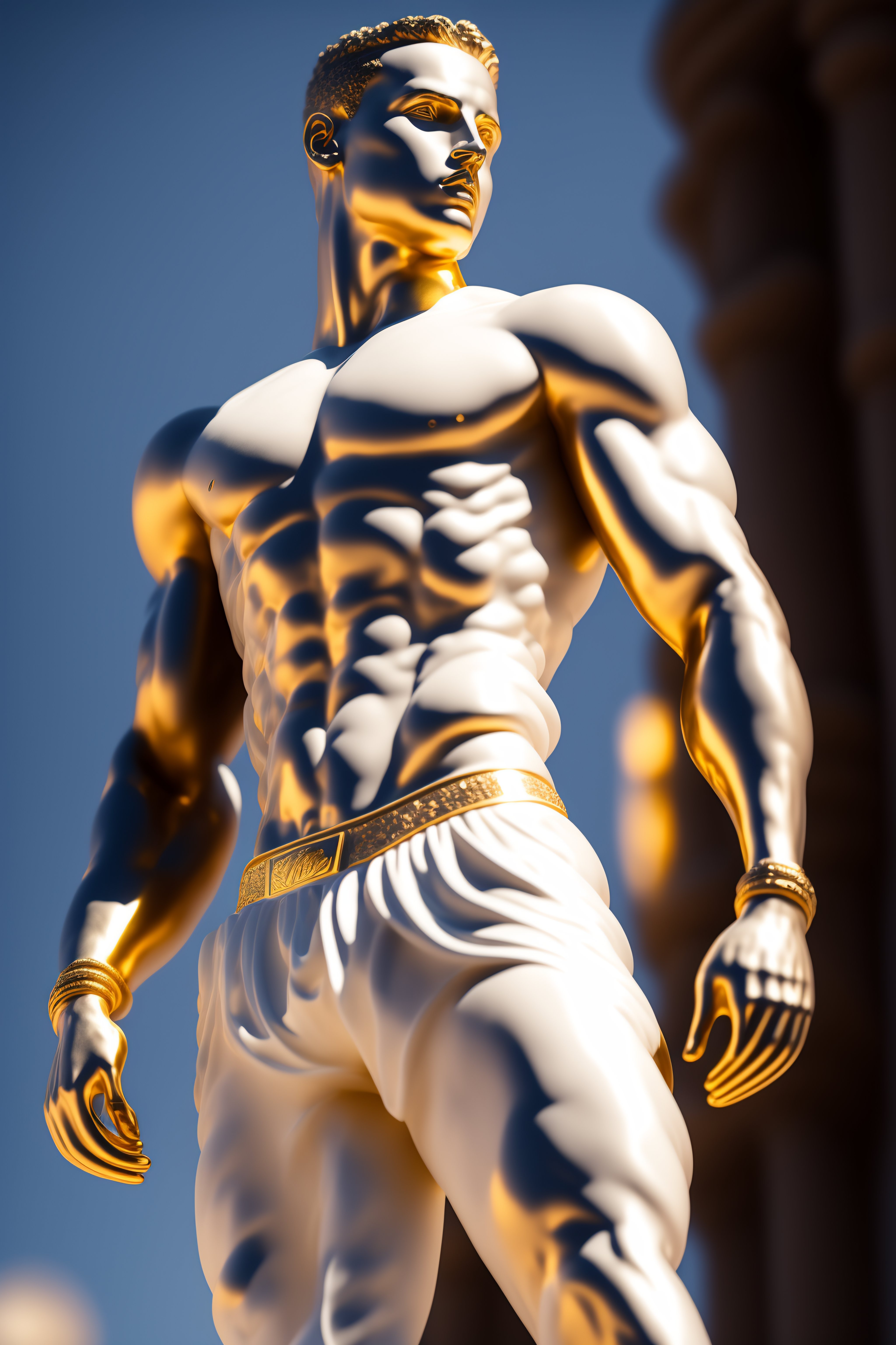 Lexica - A statue made of white marble with gold veins, of steph curry ...