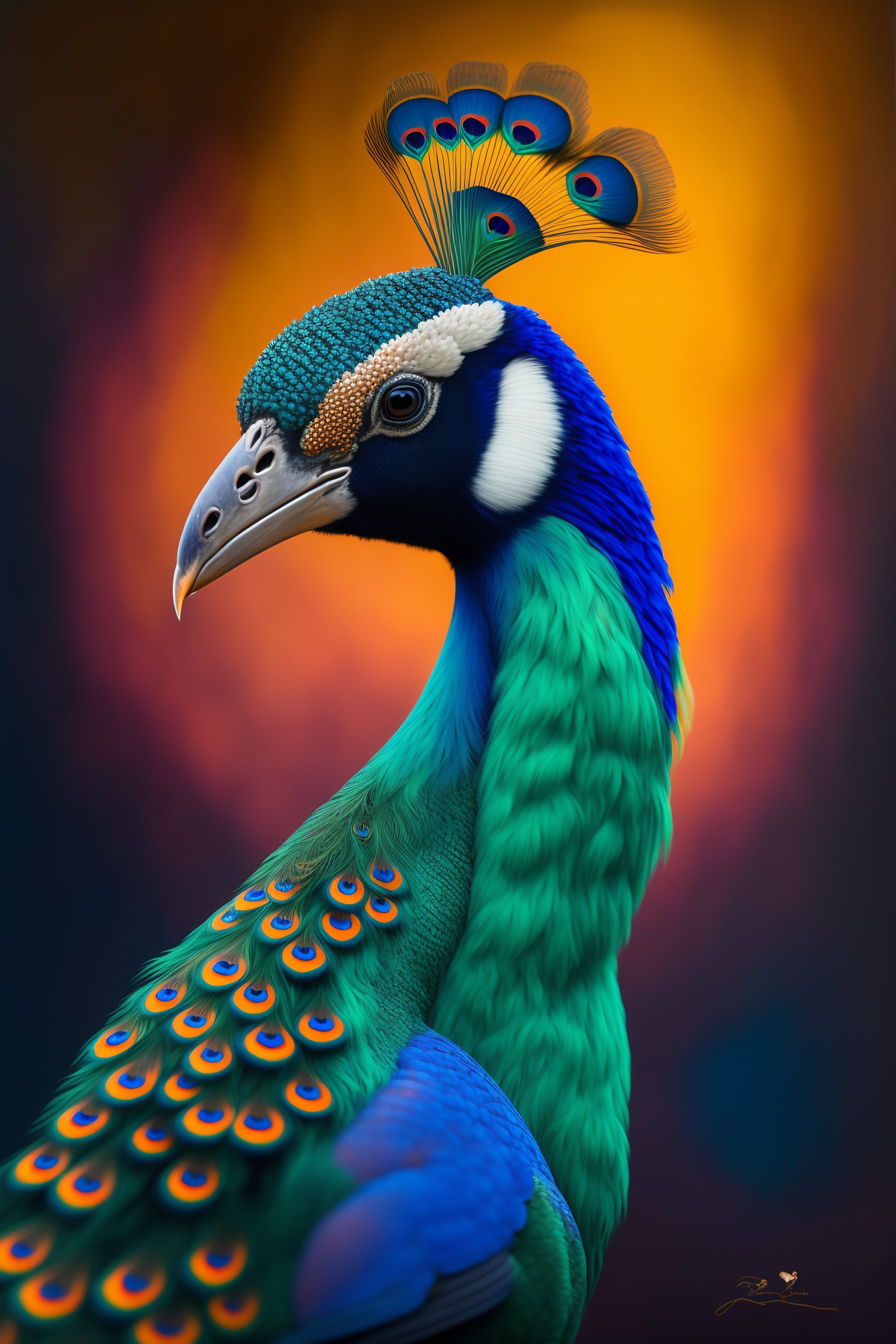 Lexica - Peacock full color painting total body with tail