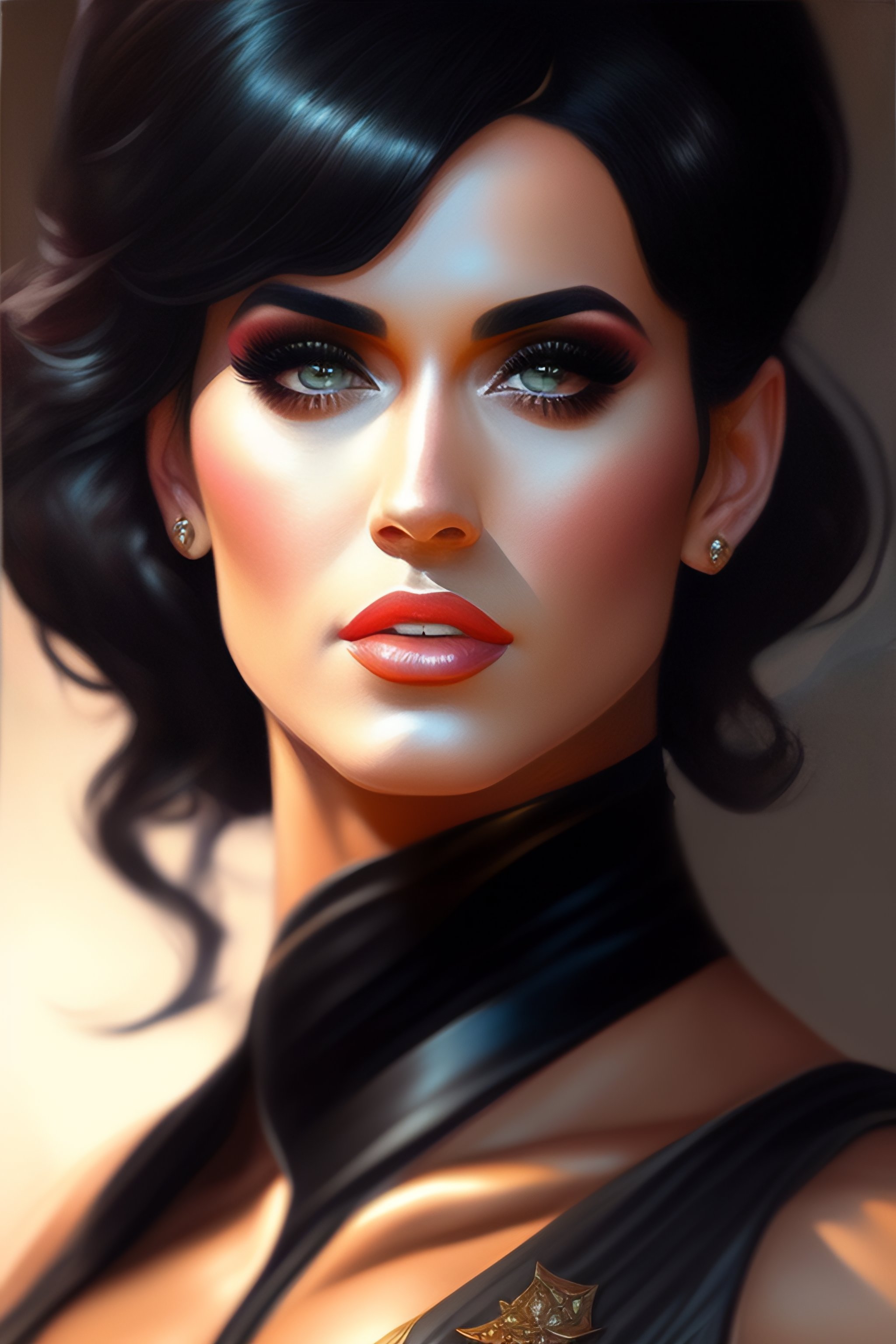 Lexica - Bodybuilder muscular Katy Perry with short black hair ...