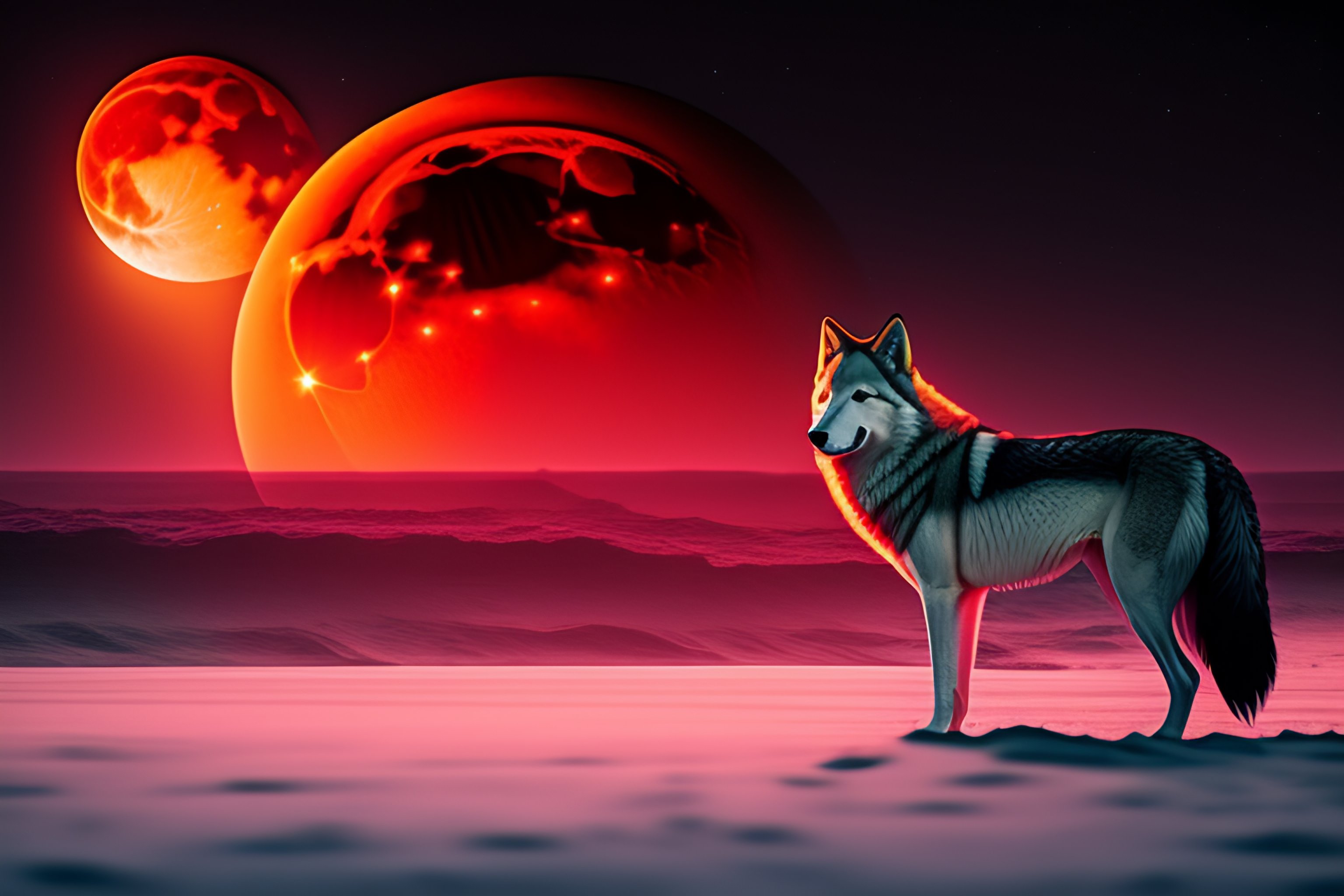 Red Moon Wolf Wallpaper