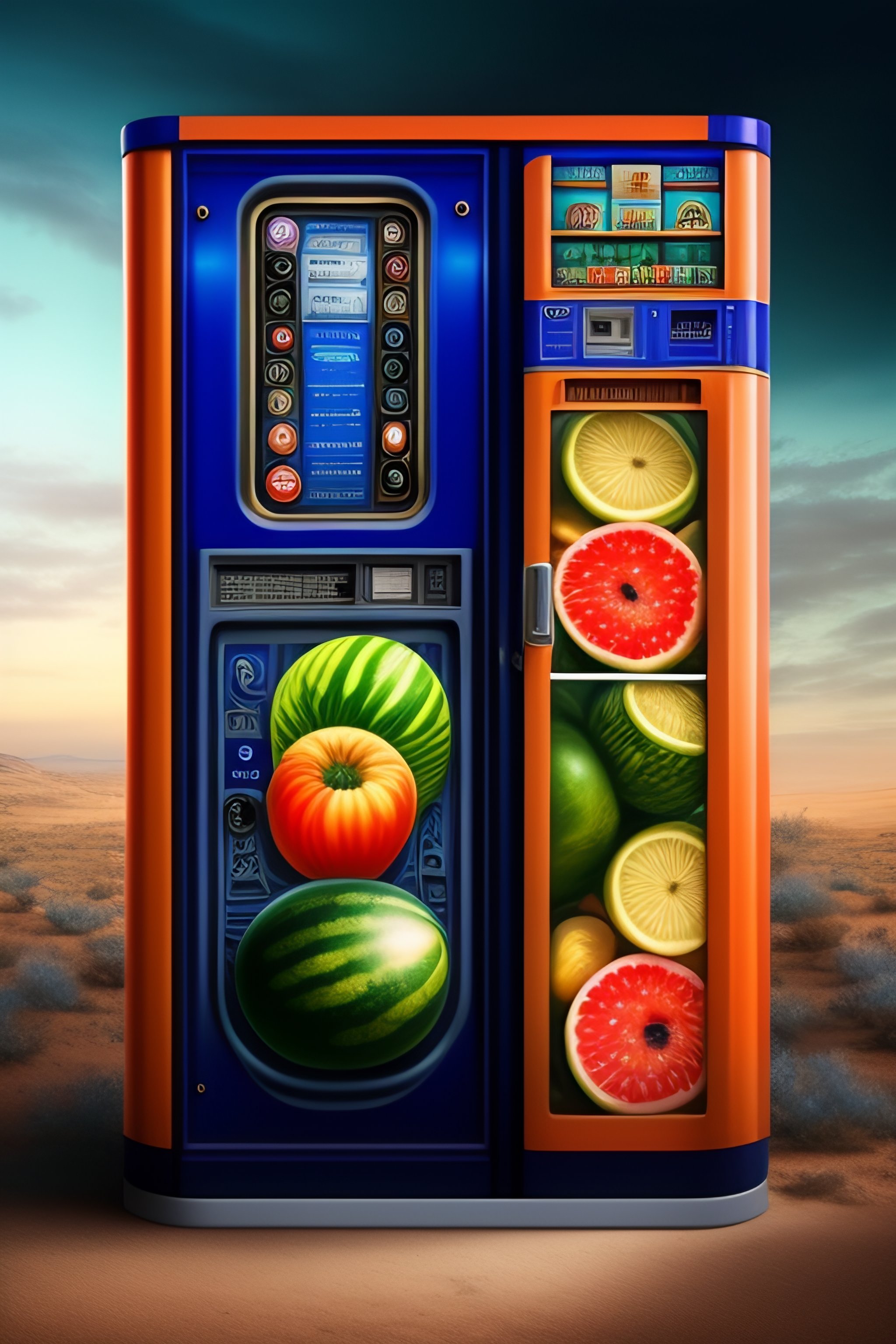 Lexica - Minoan fresco of tardis and vending machine and watermelons