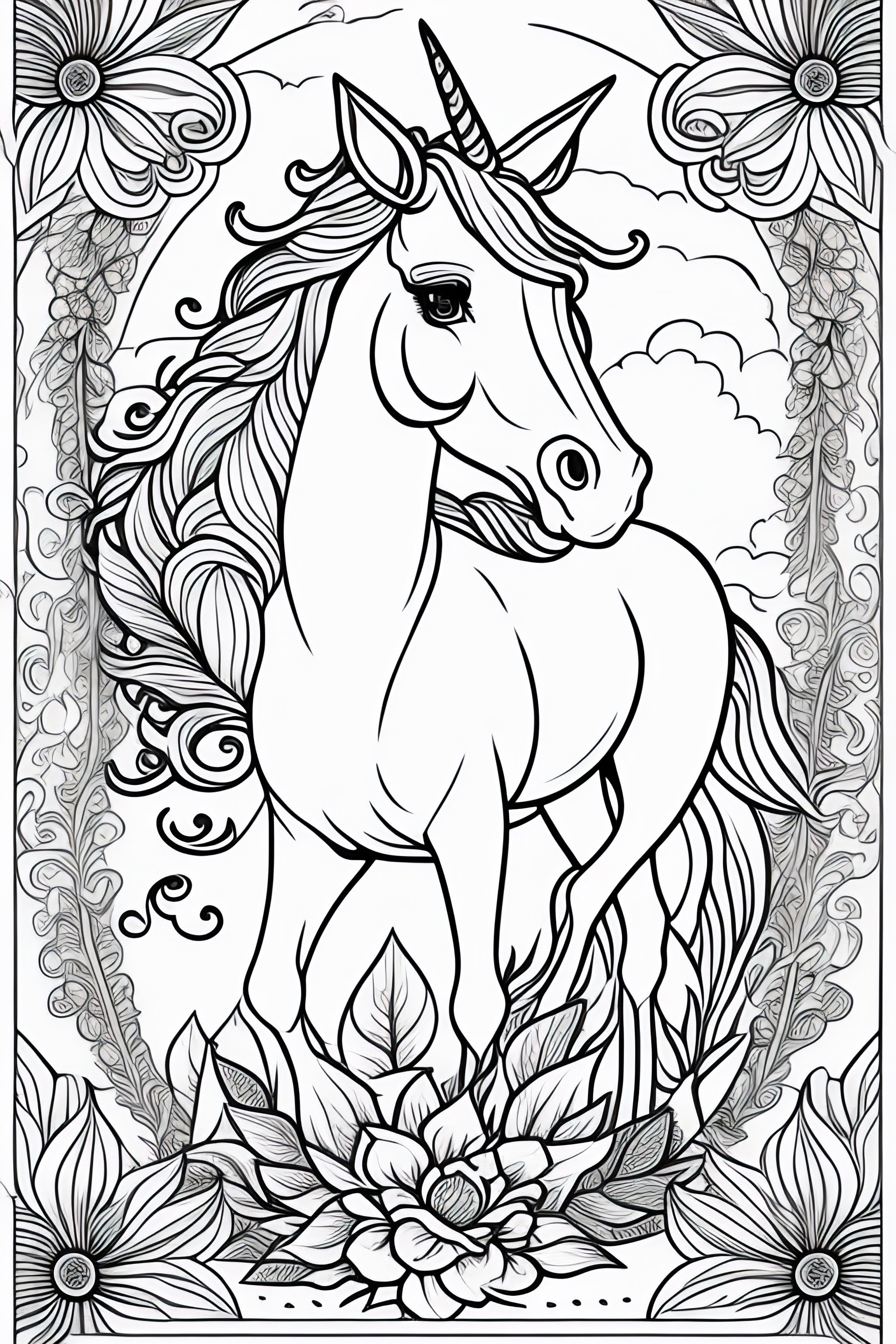 Fairy And Unicorn Coloring Pages For Adults