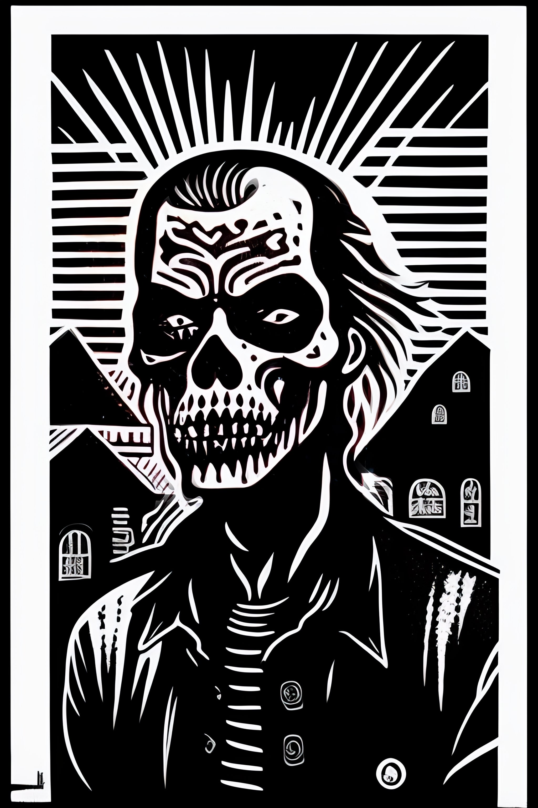 Zombie Black And White Drawing