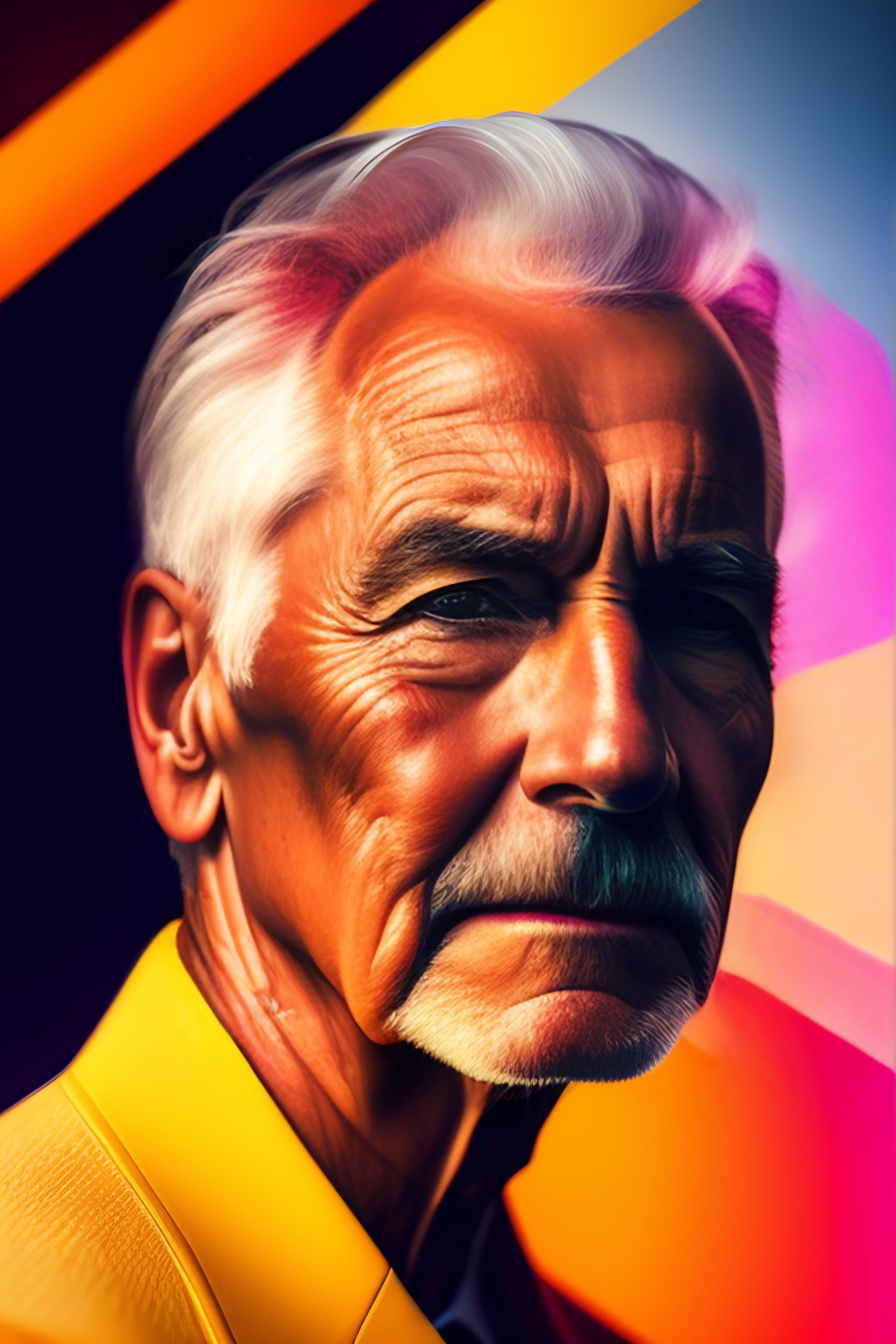 Lexica - Glitchy cover, colorful, oldman shadow portrait, --no text ...