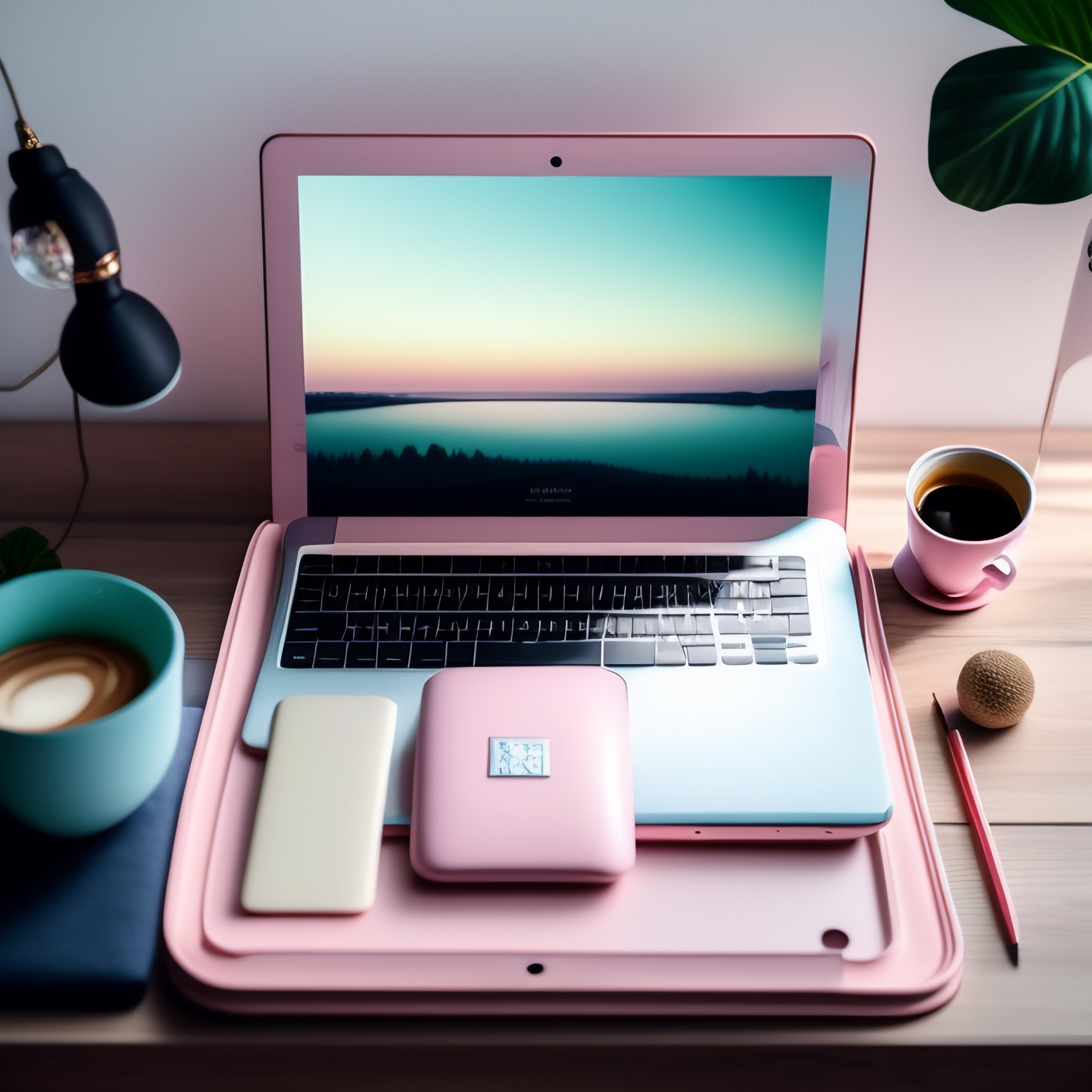 Lexica - Feminine working table with soft pastel color table cloth ...