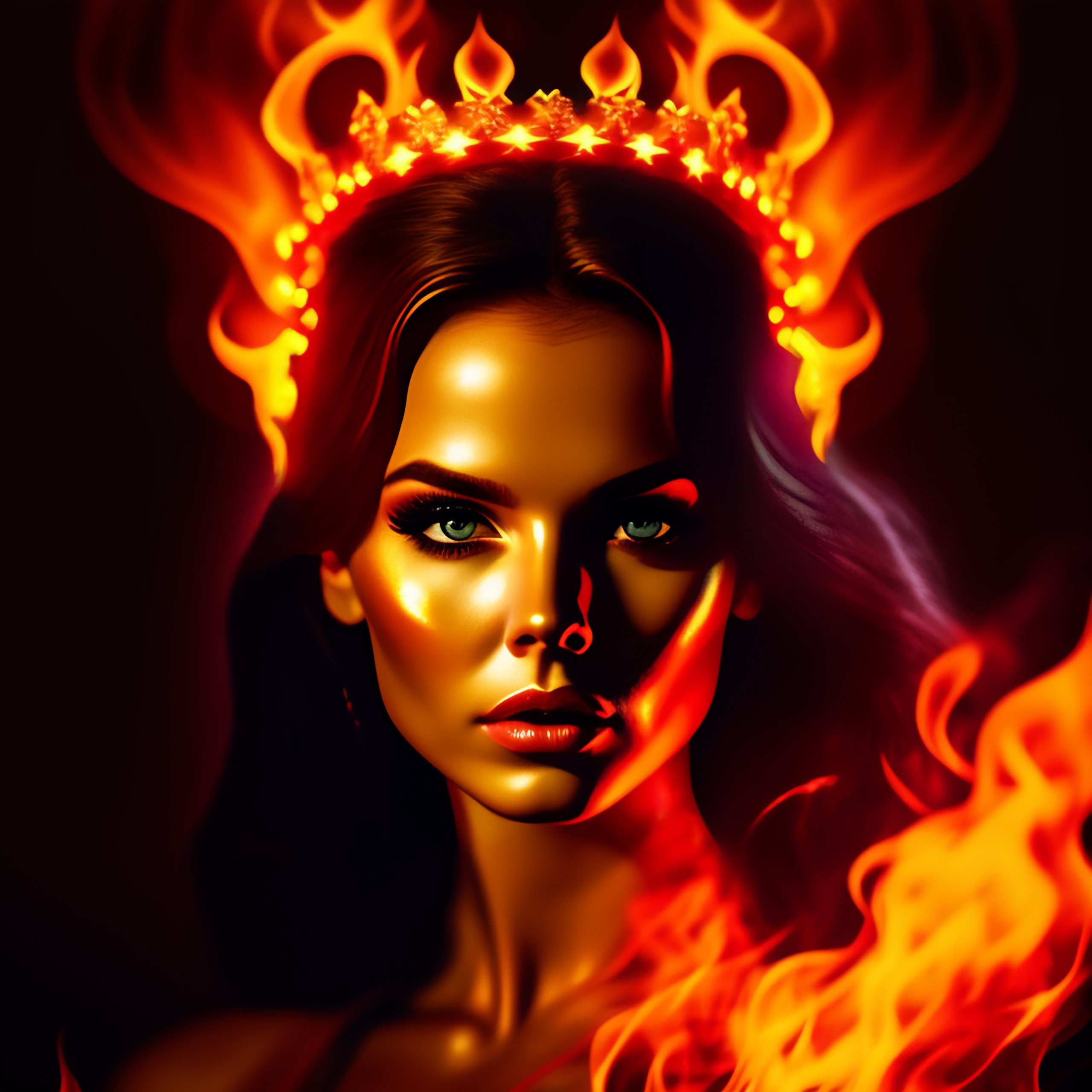 Lexica - Marvel comic style, crown of flames, horror, ambient lighting ...