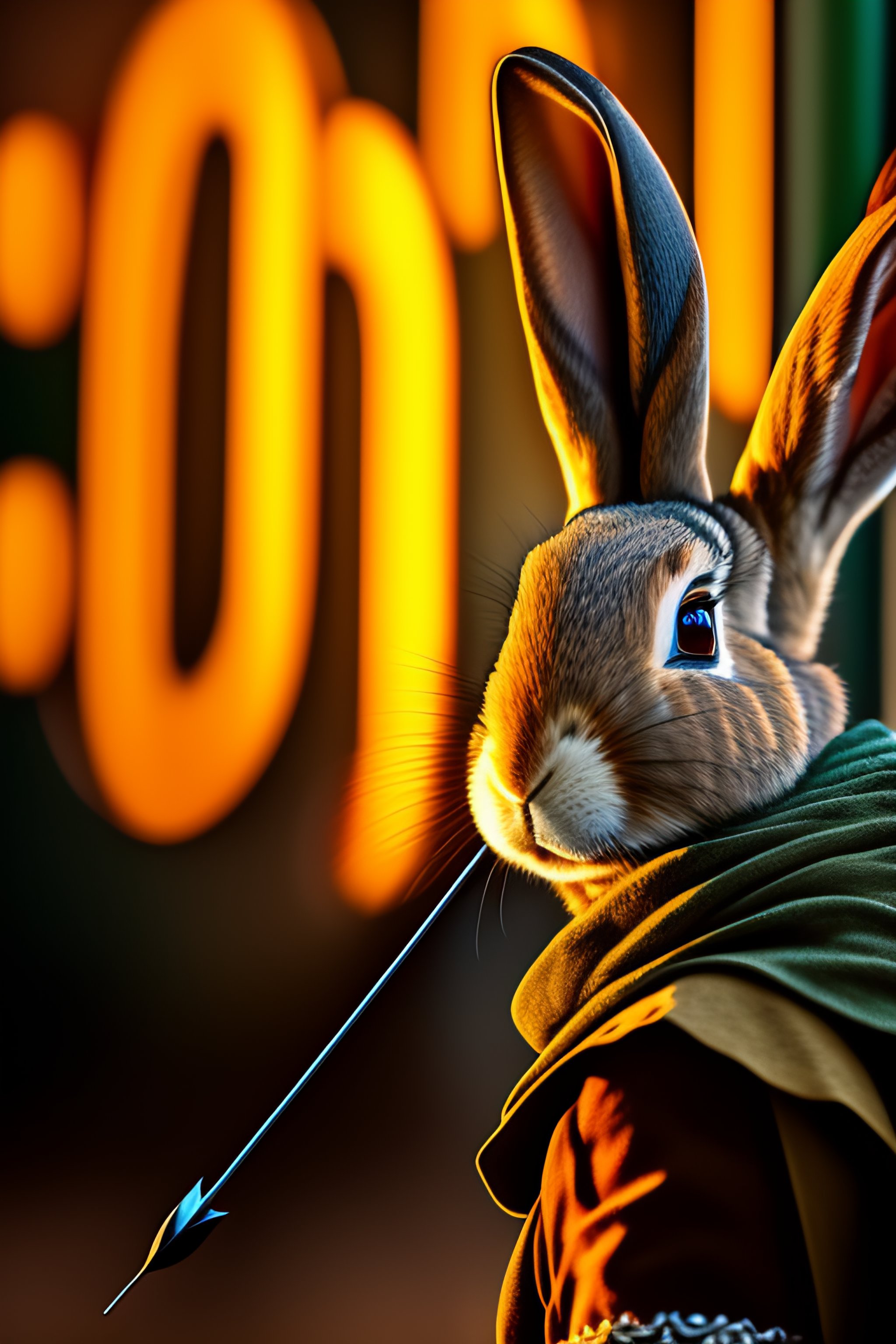 Lexica - (((the rabbit Robin hood shoots an arrow))) cinematic portrait ...