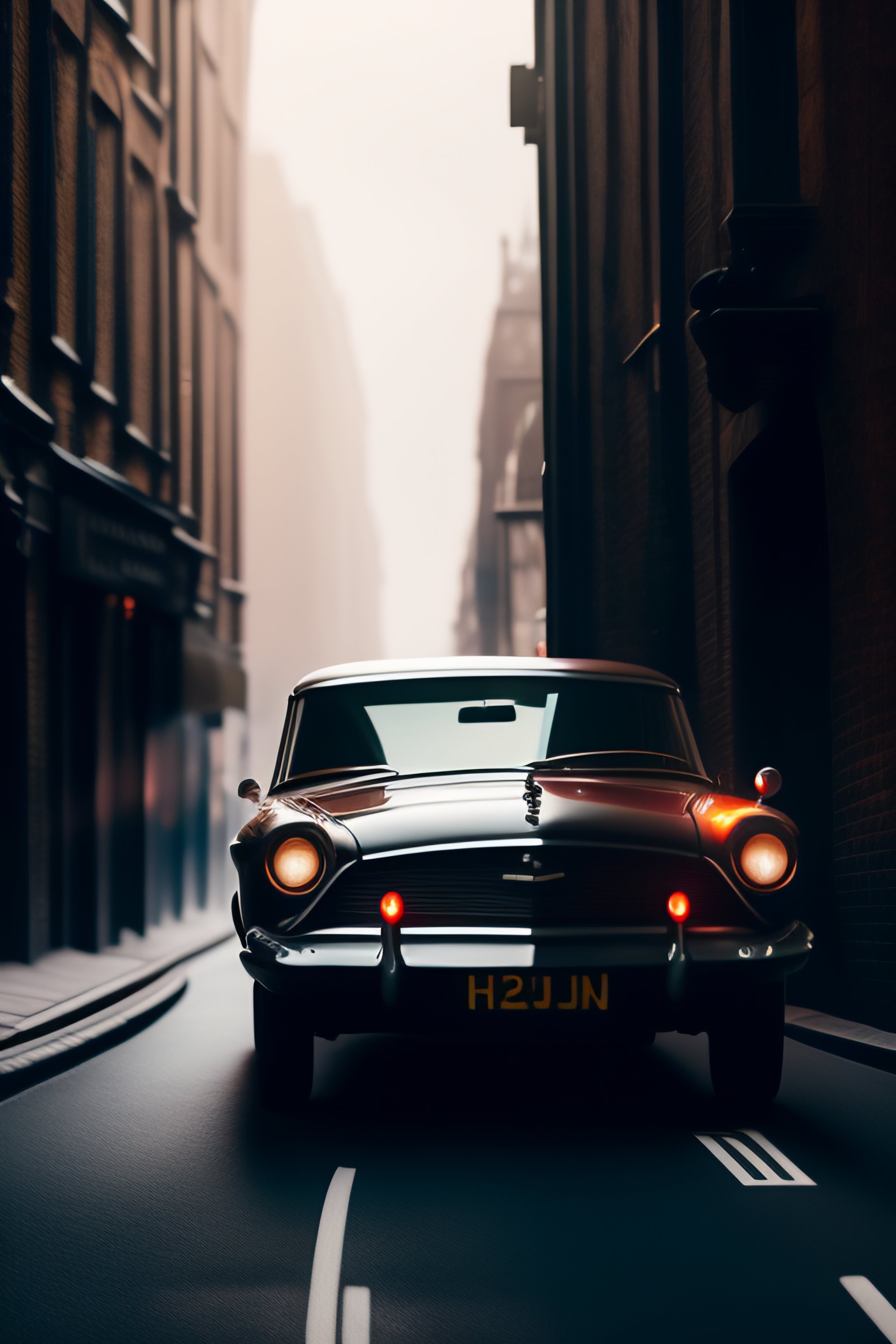 Lexica - A closeup action shot of a male spy driving through the narrow ...