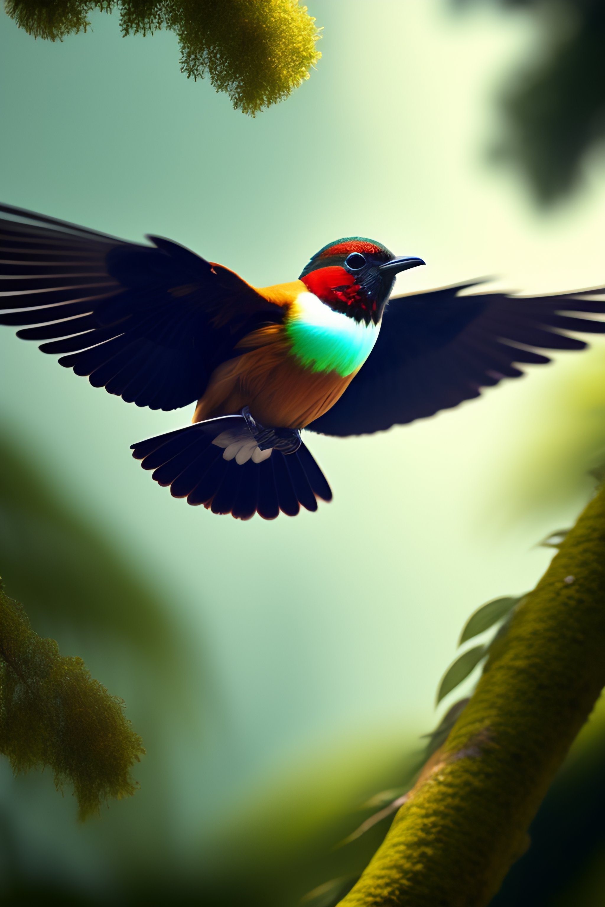 Lexica - A flying huming bird in the amazon trees
