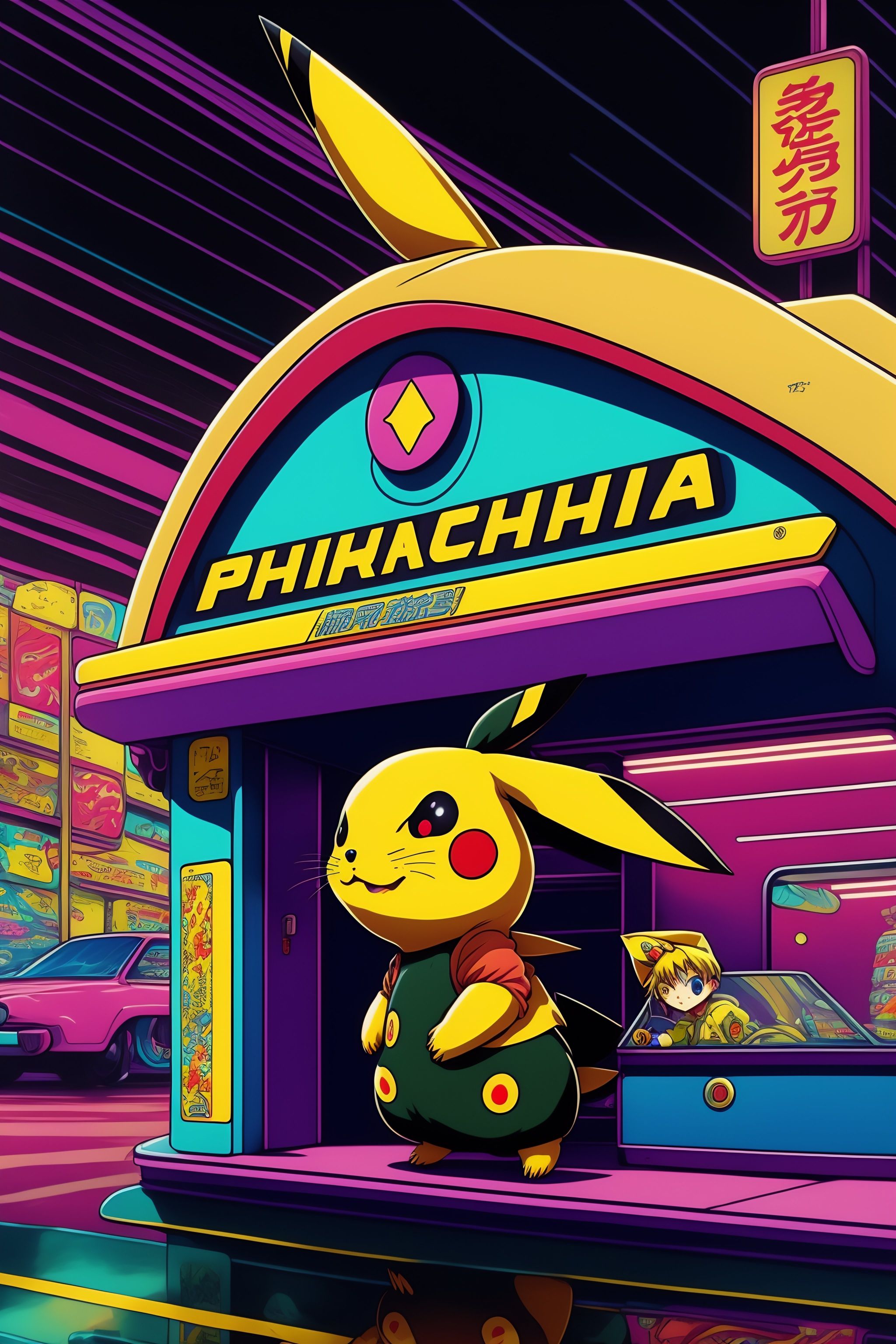 Lexica - Stylish Pikachu in the style of 90's vintage anime, surrealism ...