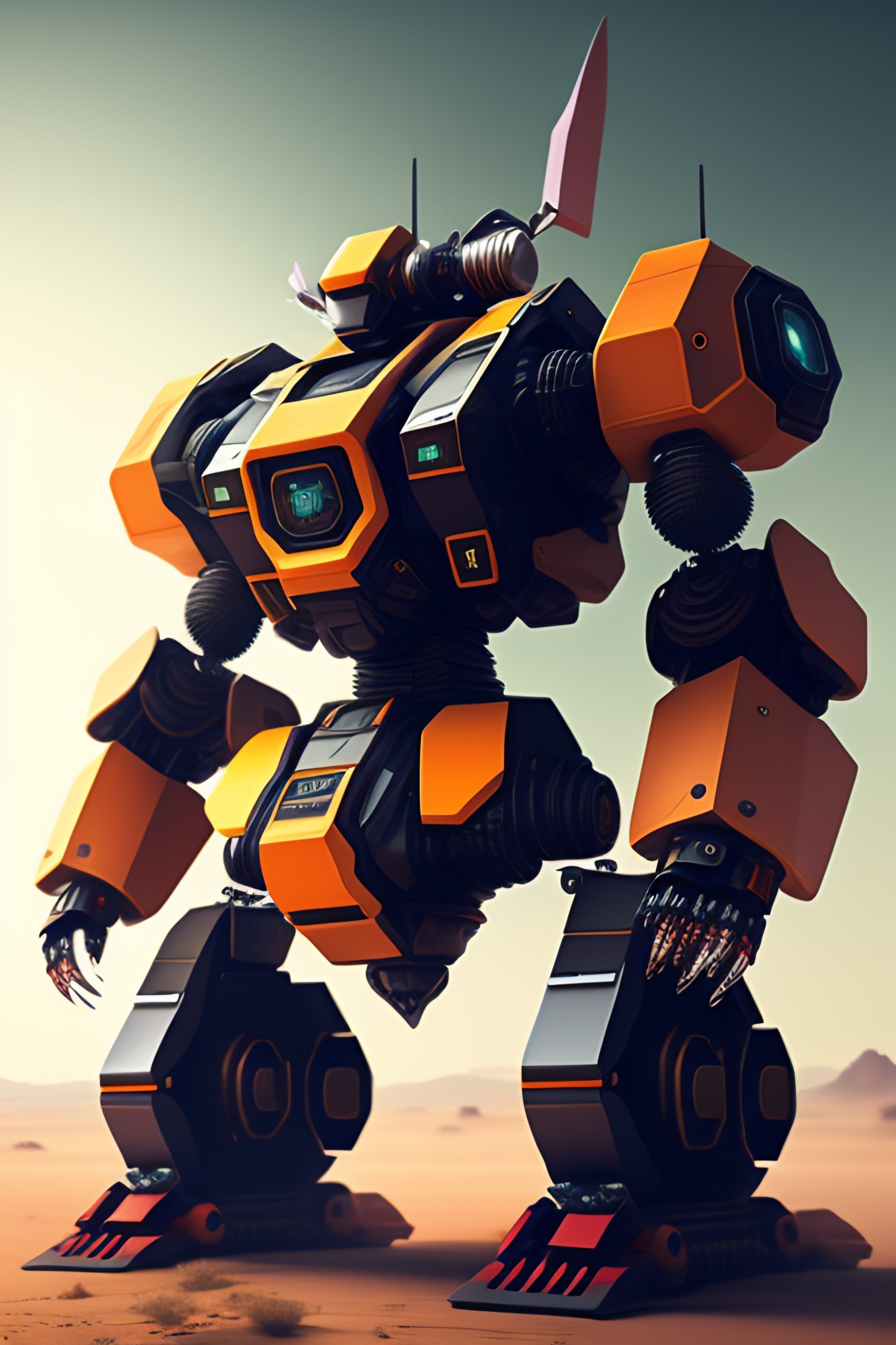 Lexica - Walking mech robot with hexagonal weapons