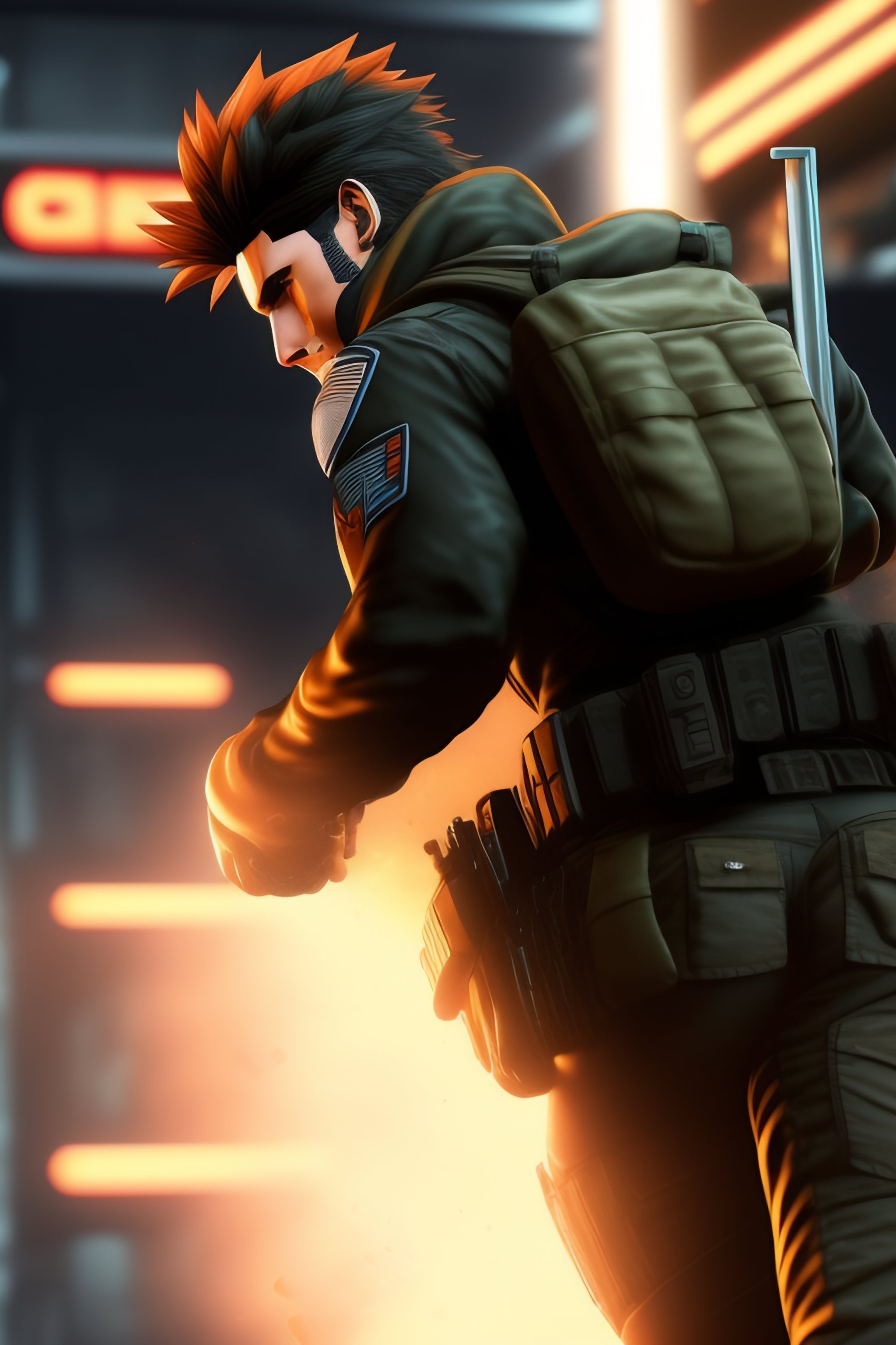 Lexica - Action shot of Solid Snake from Metal Gear doing a ...
