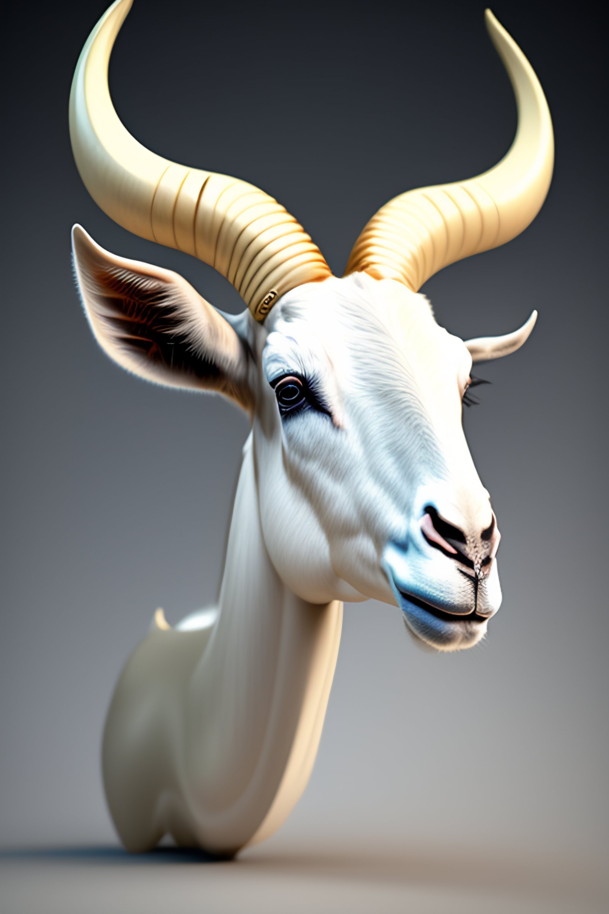 Lexica - Sculpted smooth wooden shiny goat skull white background 8k