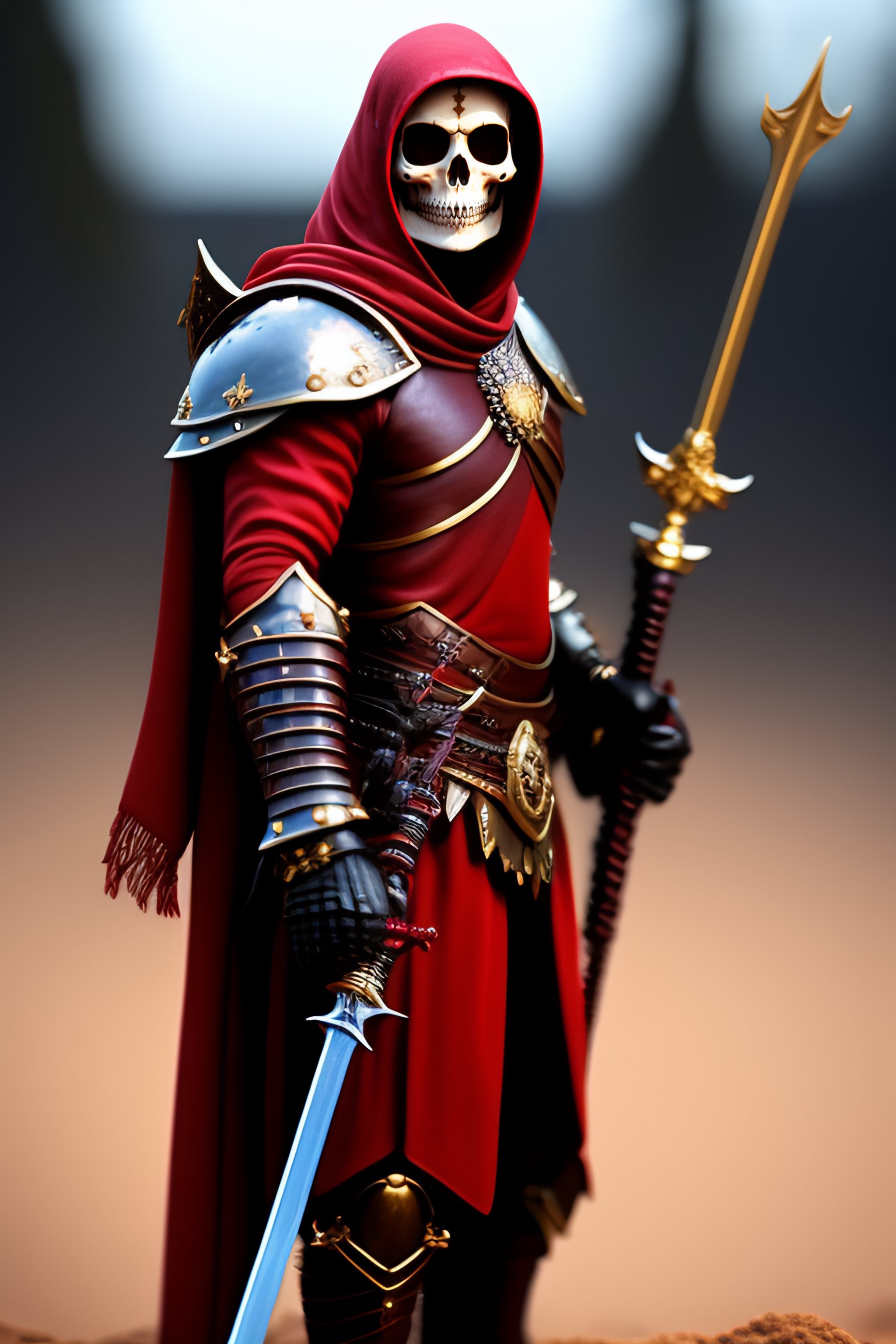 Lexica - Undead humanoid red frog, with armour, holding a sword ...