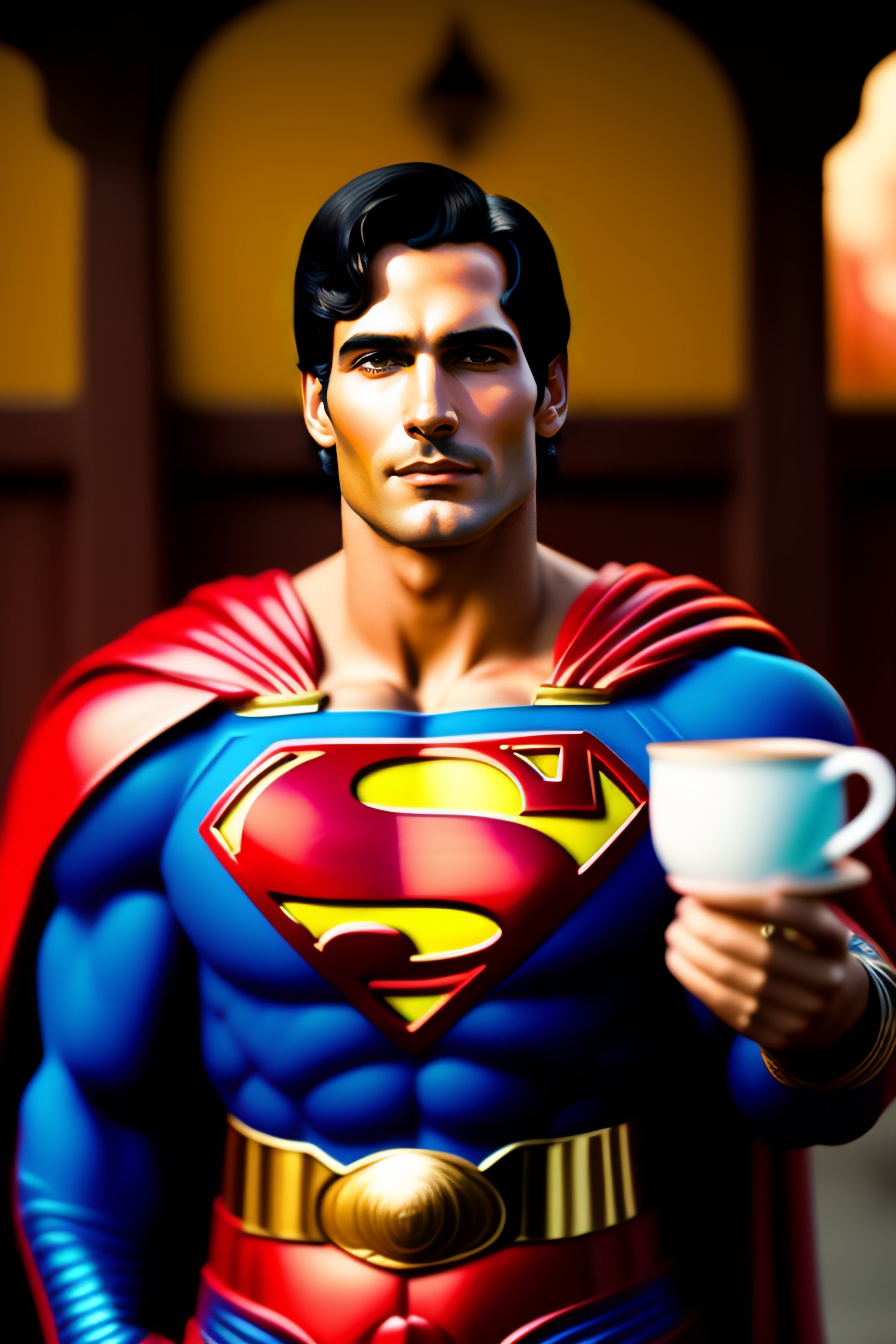 Lexica - Portrait of a superman drinking tea in Indian village