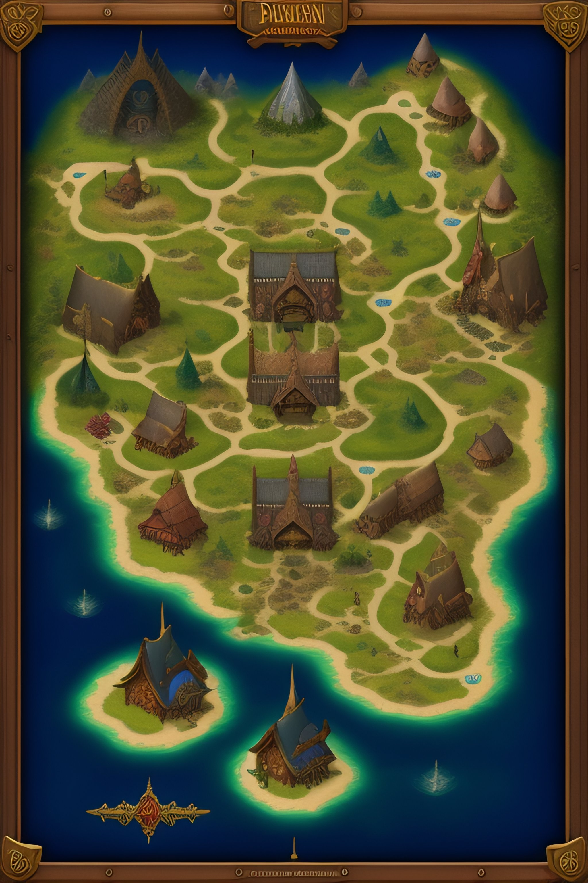 Lexica - Dungeons and dragons, forgotten realms, town map, swamp, floating