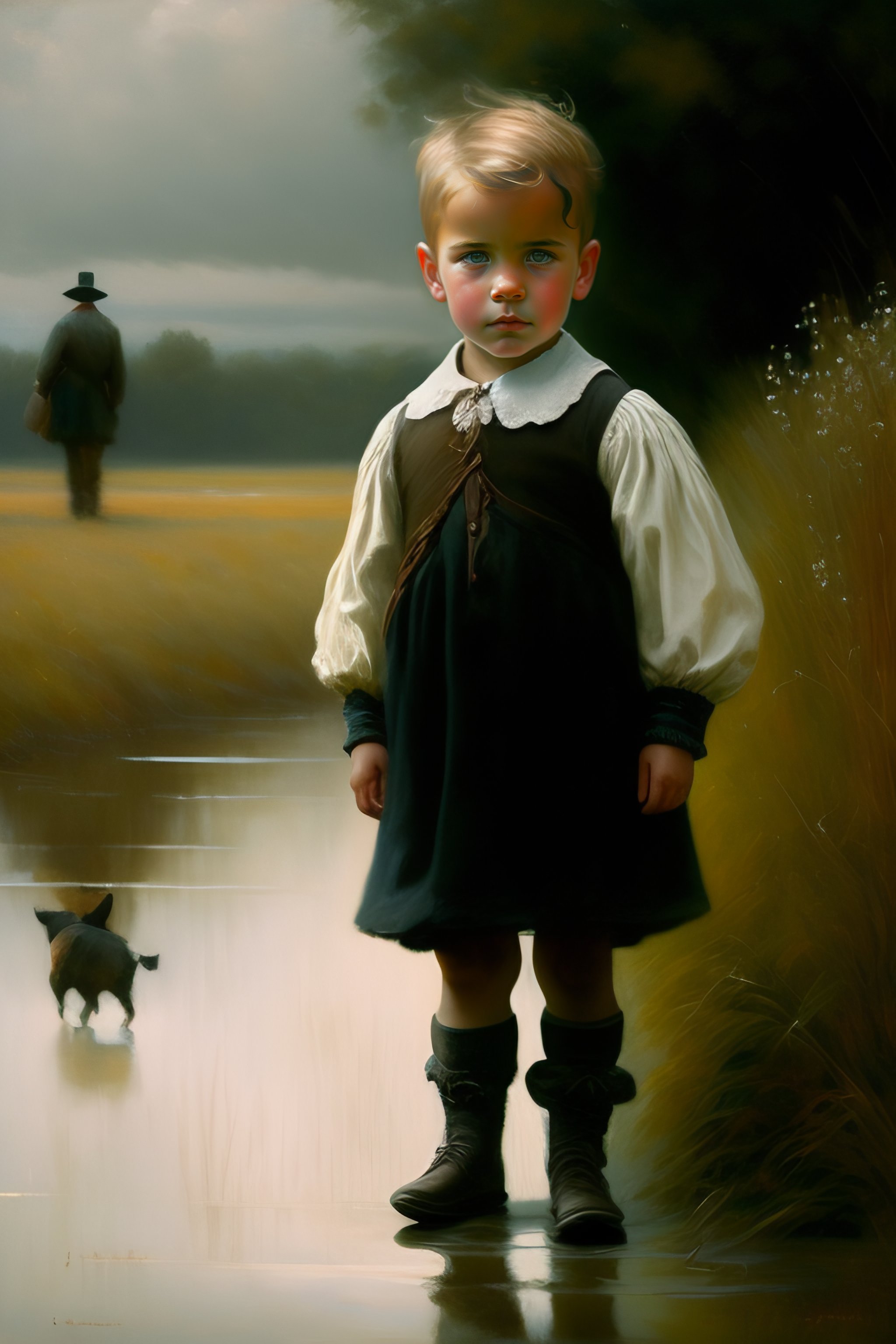 Lexica - A painting of peasant child, Victorian poor clothing,, low ...