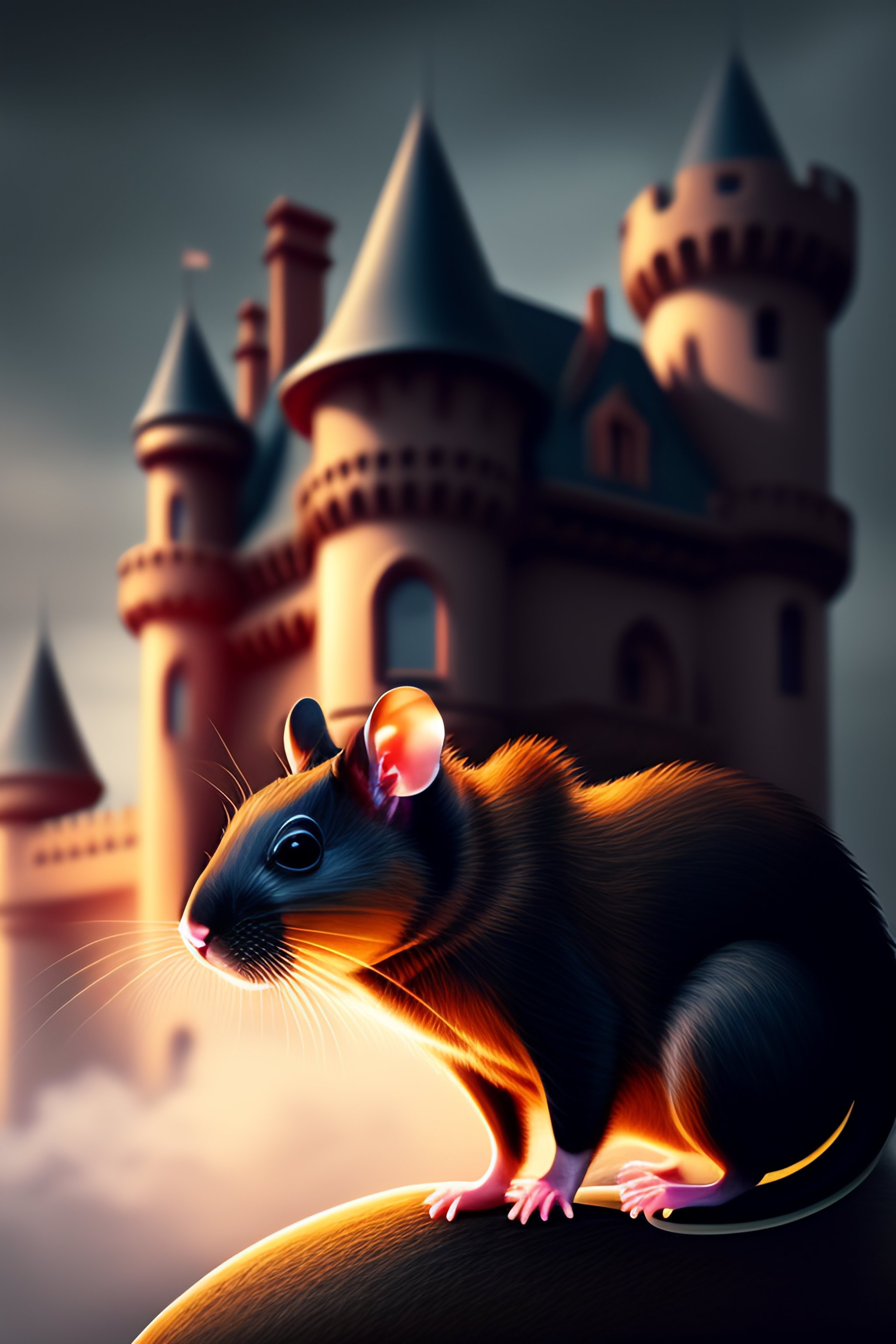 Lexica - A man riding a scary rat in front of a dark and foreboding ...