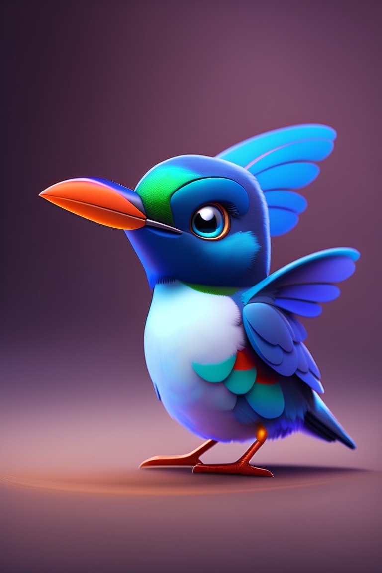 Lexica - Pixar style, blue cartoon hummingbird mascot with adorable ...
