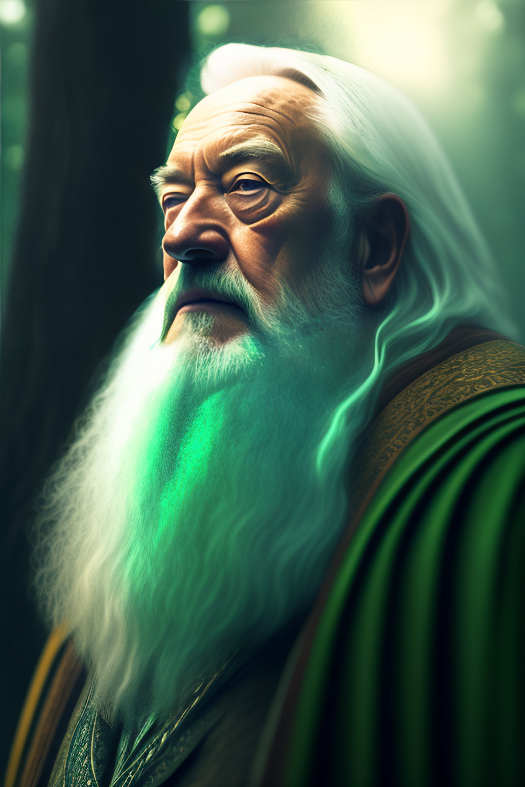 Lexica - Michael Gambon as Dumbledore, magical, forest, evening, green ...