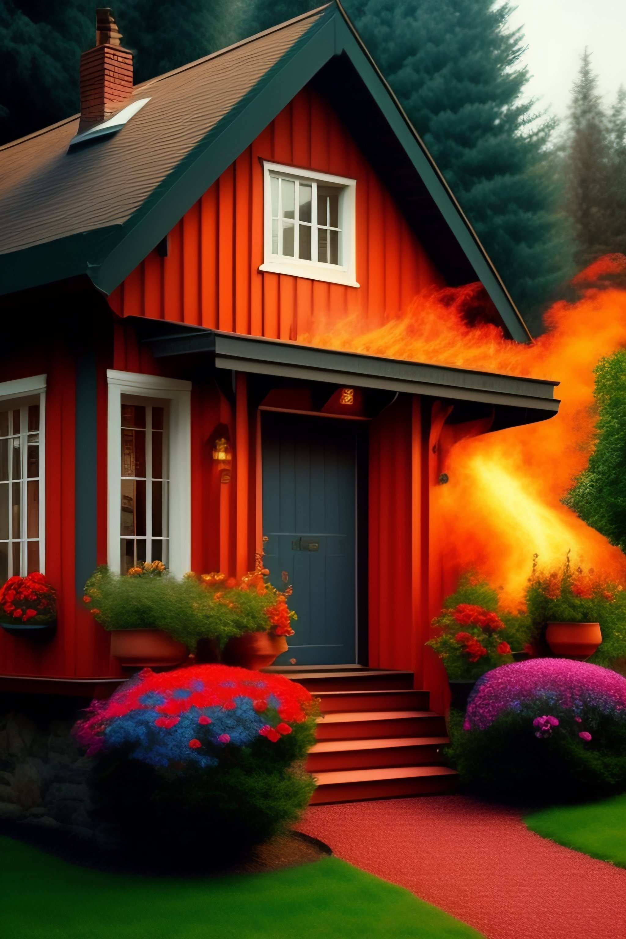 Lexica - House with fire flowerts