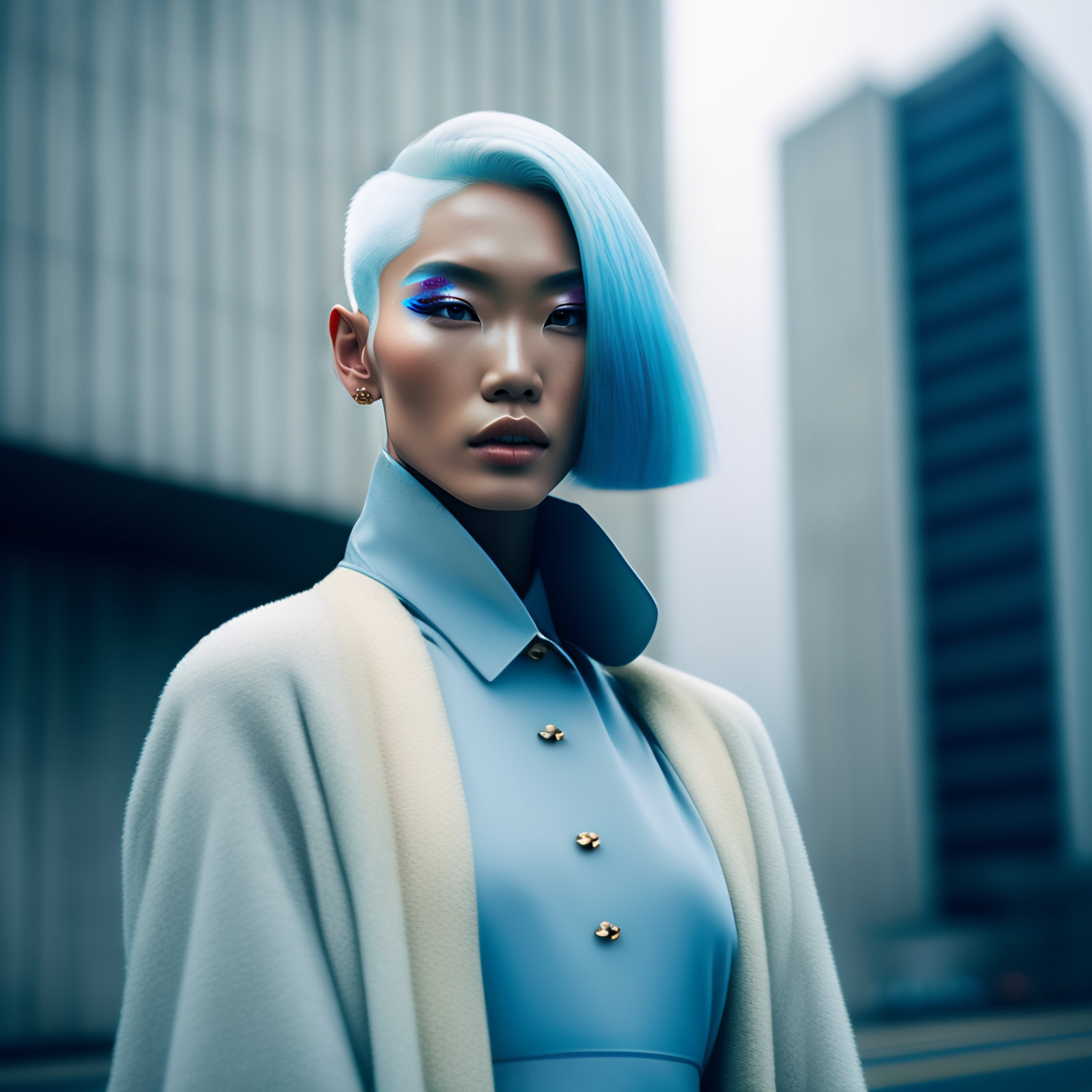 Lexica - Portrait of haute couture beautiful albino asian fashion model ...