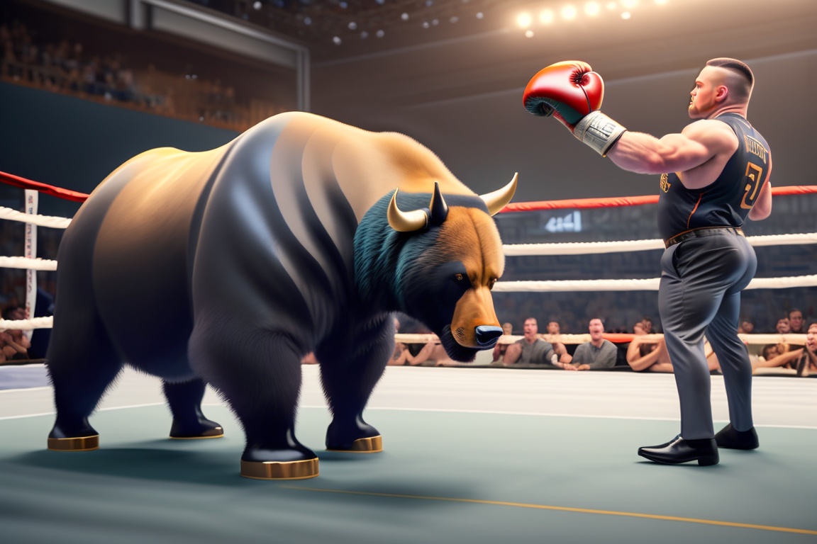Lexica - In a boxing ring, a bullish bull and a bearish bear square off ...