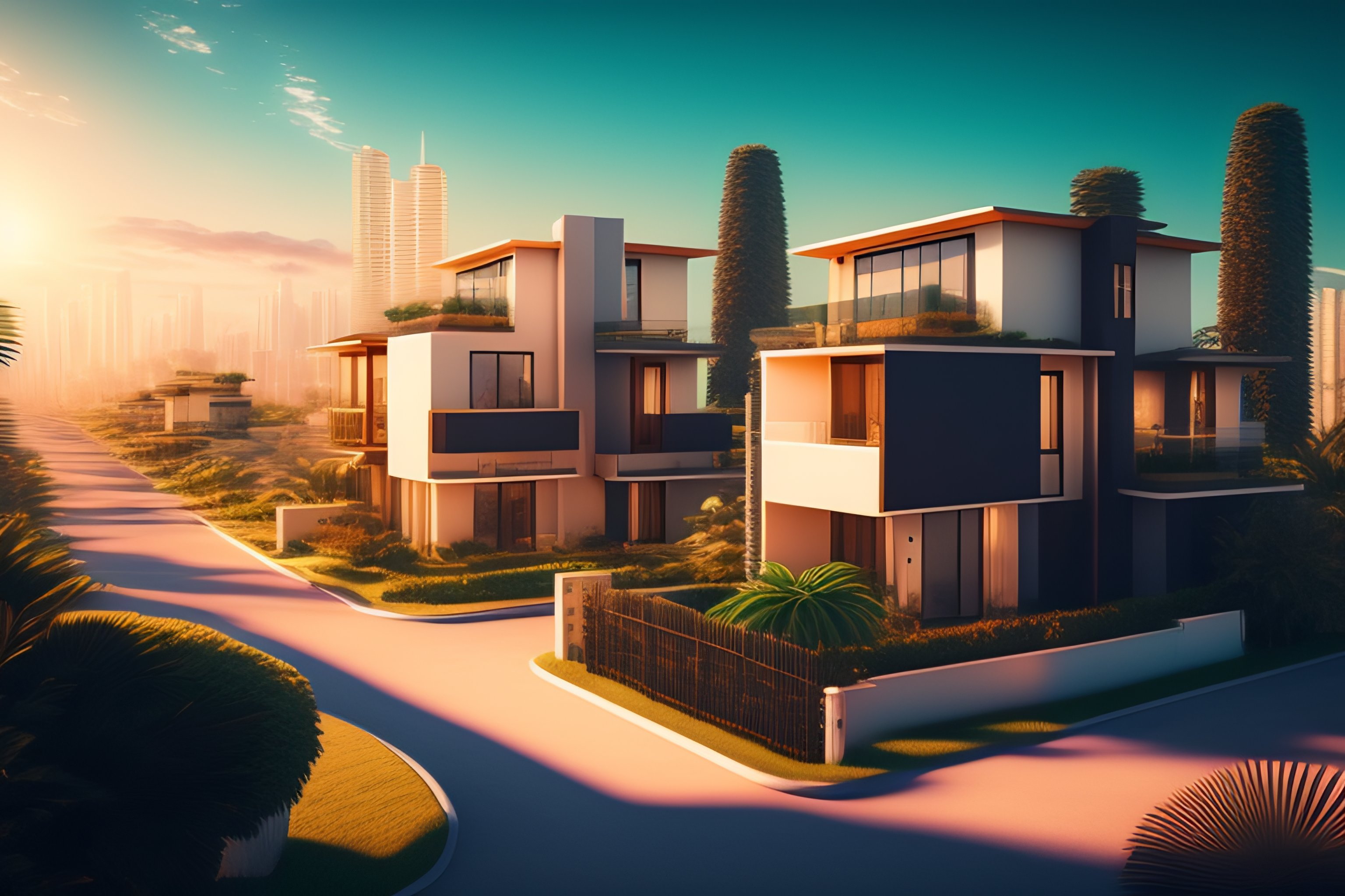 Lexica - Golden neighborhood in a vaporwave jungle, 4k, ultra realistic ...