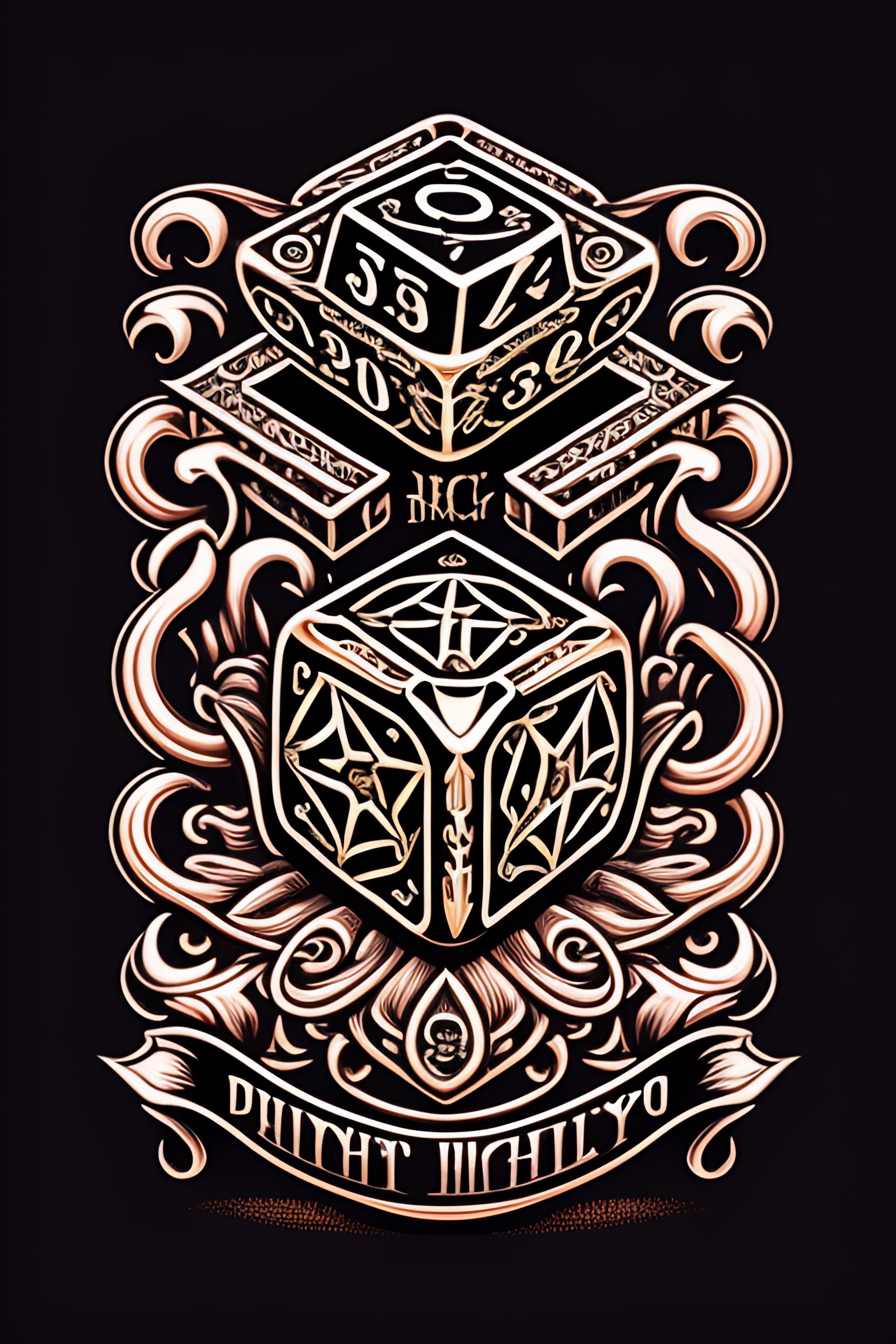 Lexica - Highly detailed skeletal hands holding d20 dice, death metal ...