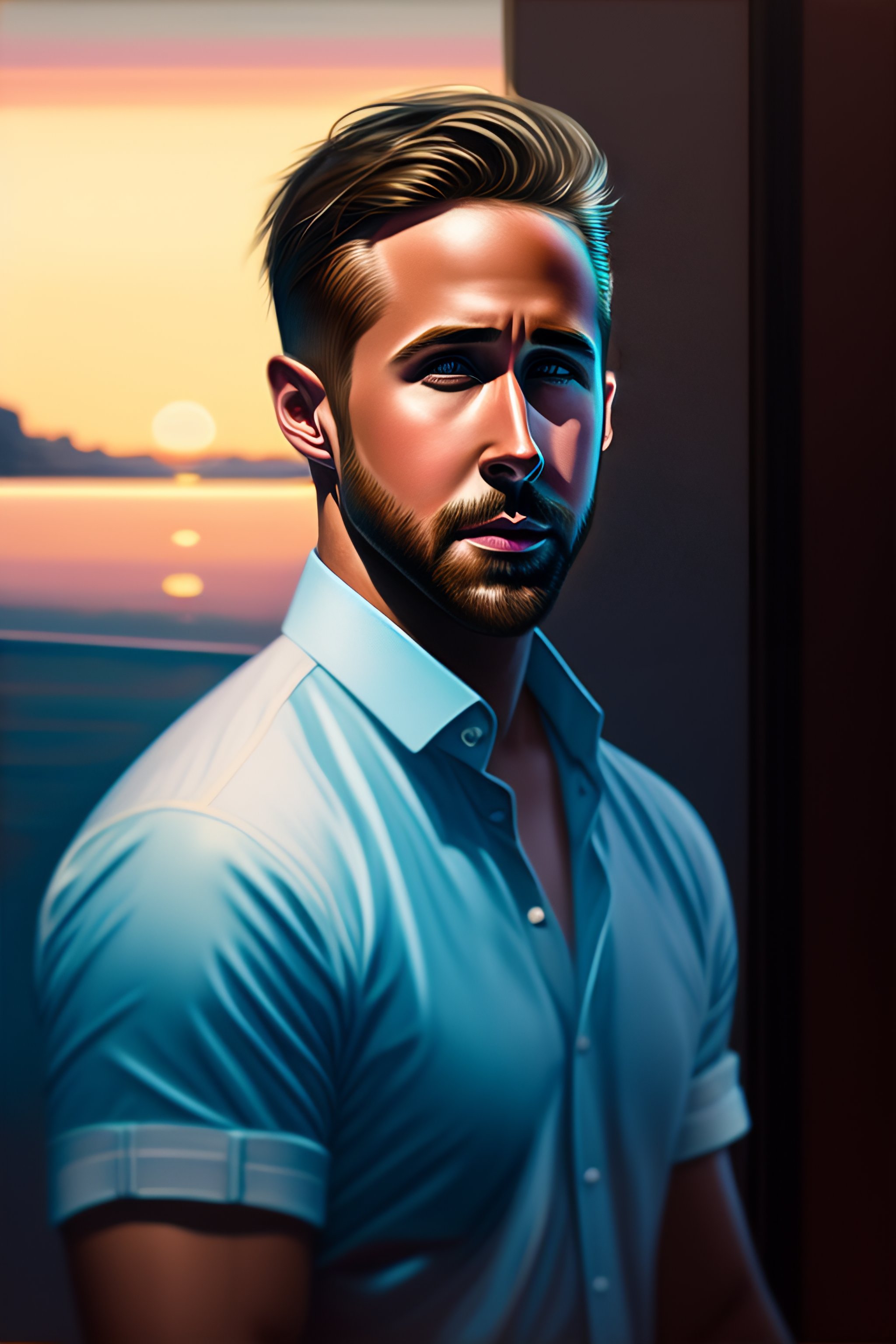 Lexica - Full shot body photo of ryan gosling with black skin, oil ...