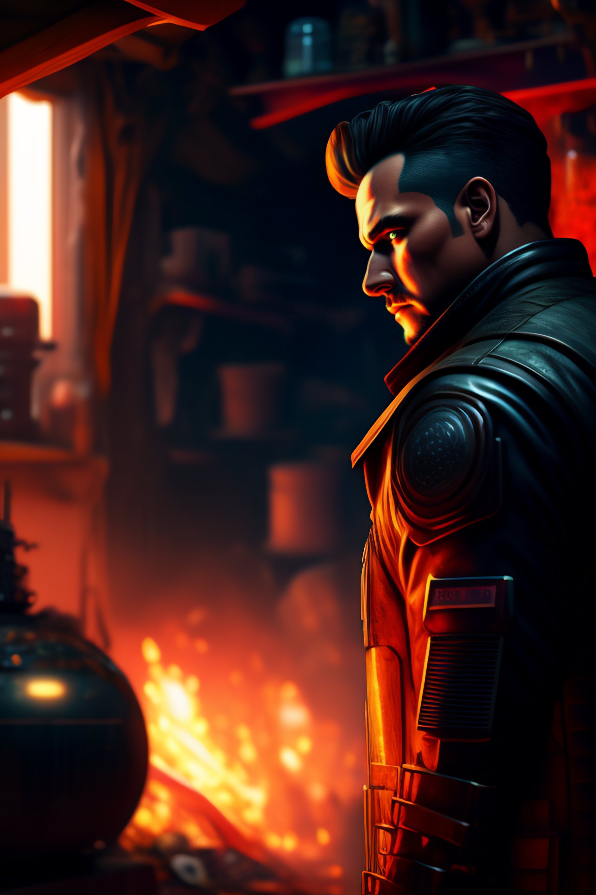 Lexica - Wide angle Environmental shot of evil terminator in a ...