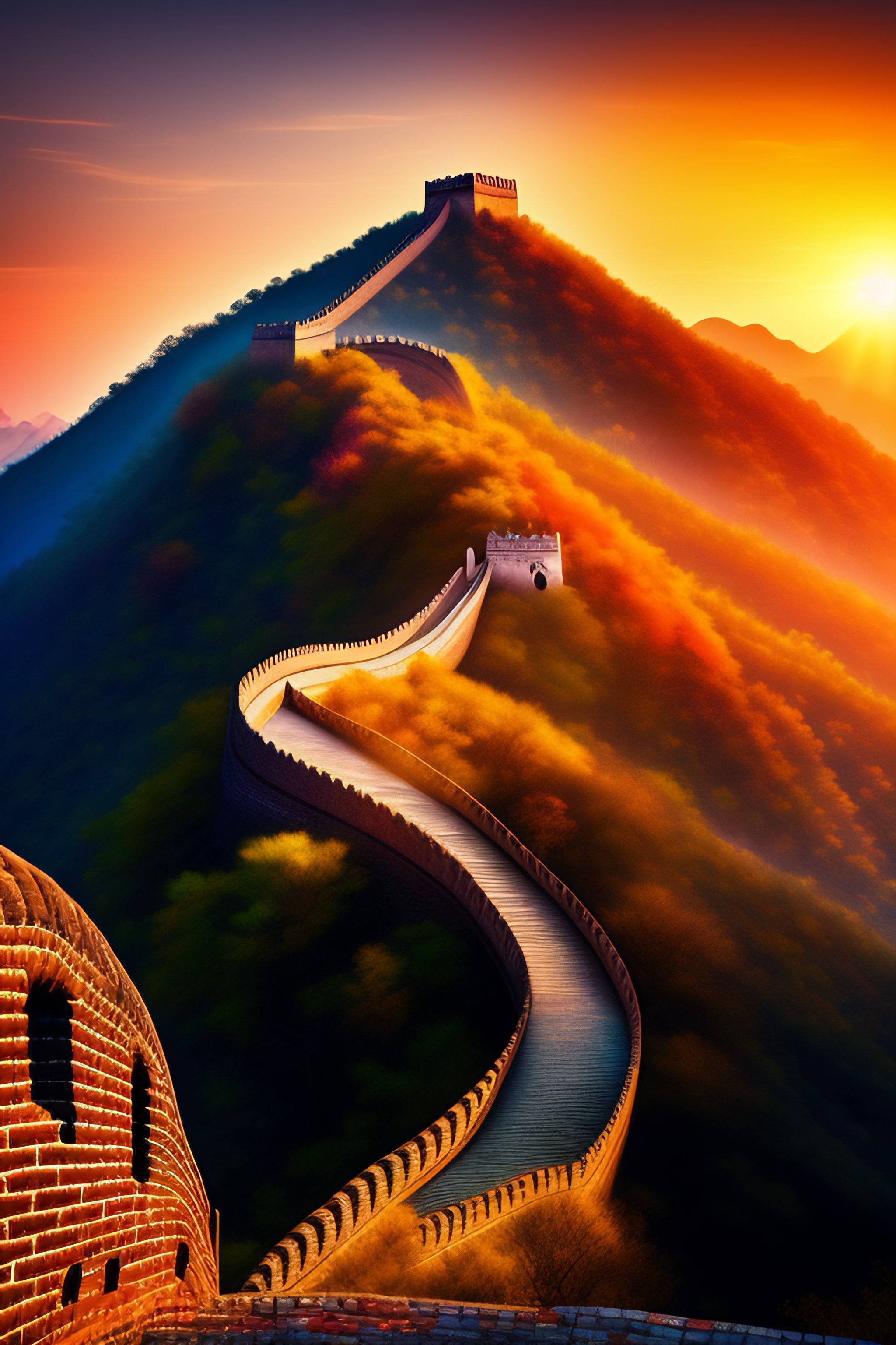 Great Wall Of China Sunset
