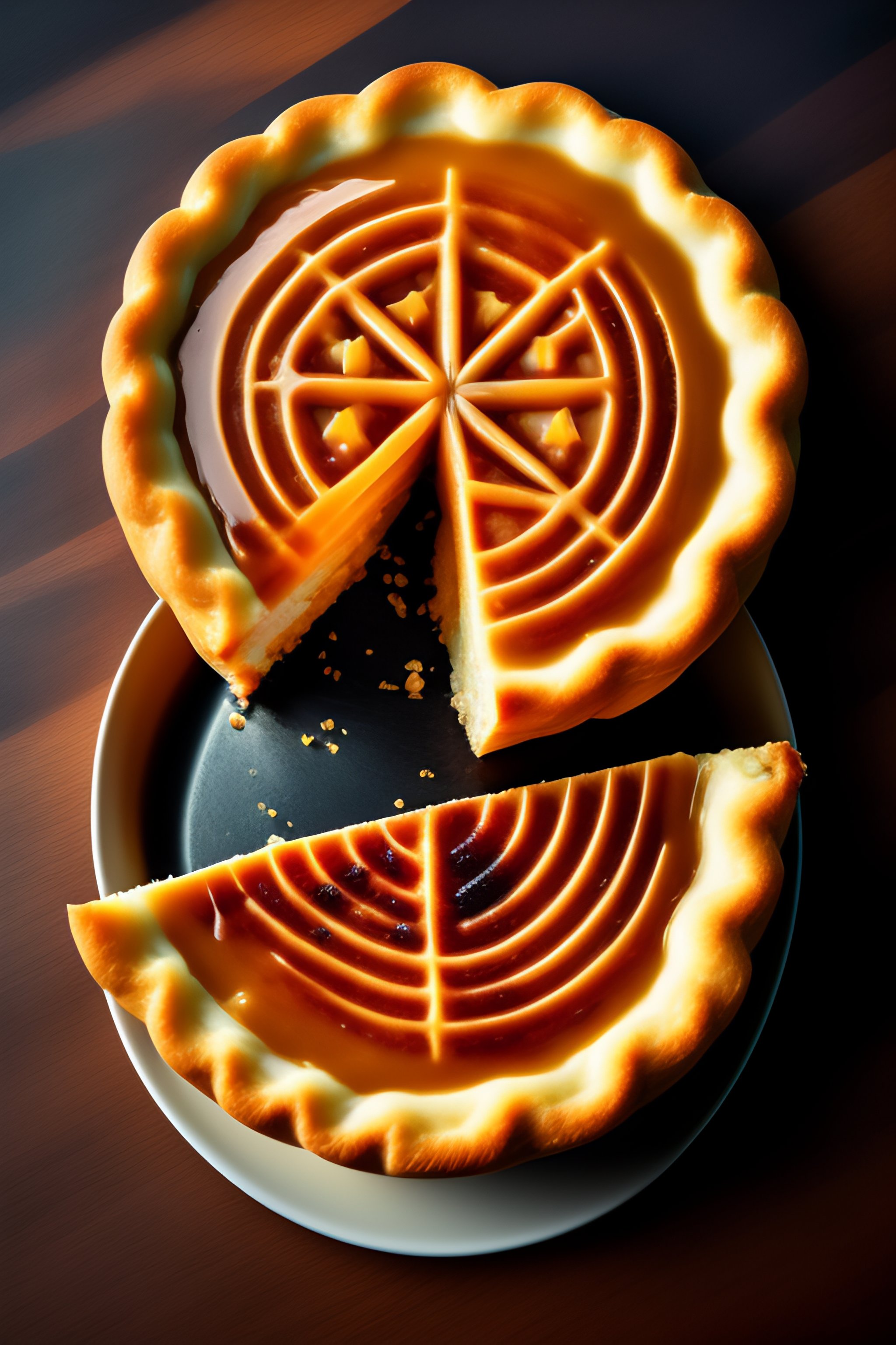 Lexica - High resolution picture of a pork pie with a smiley face