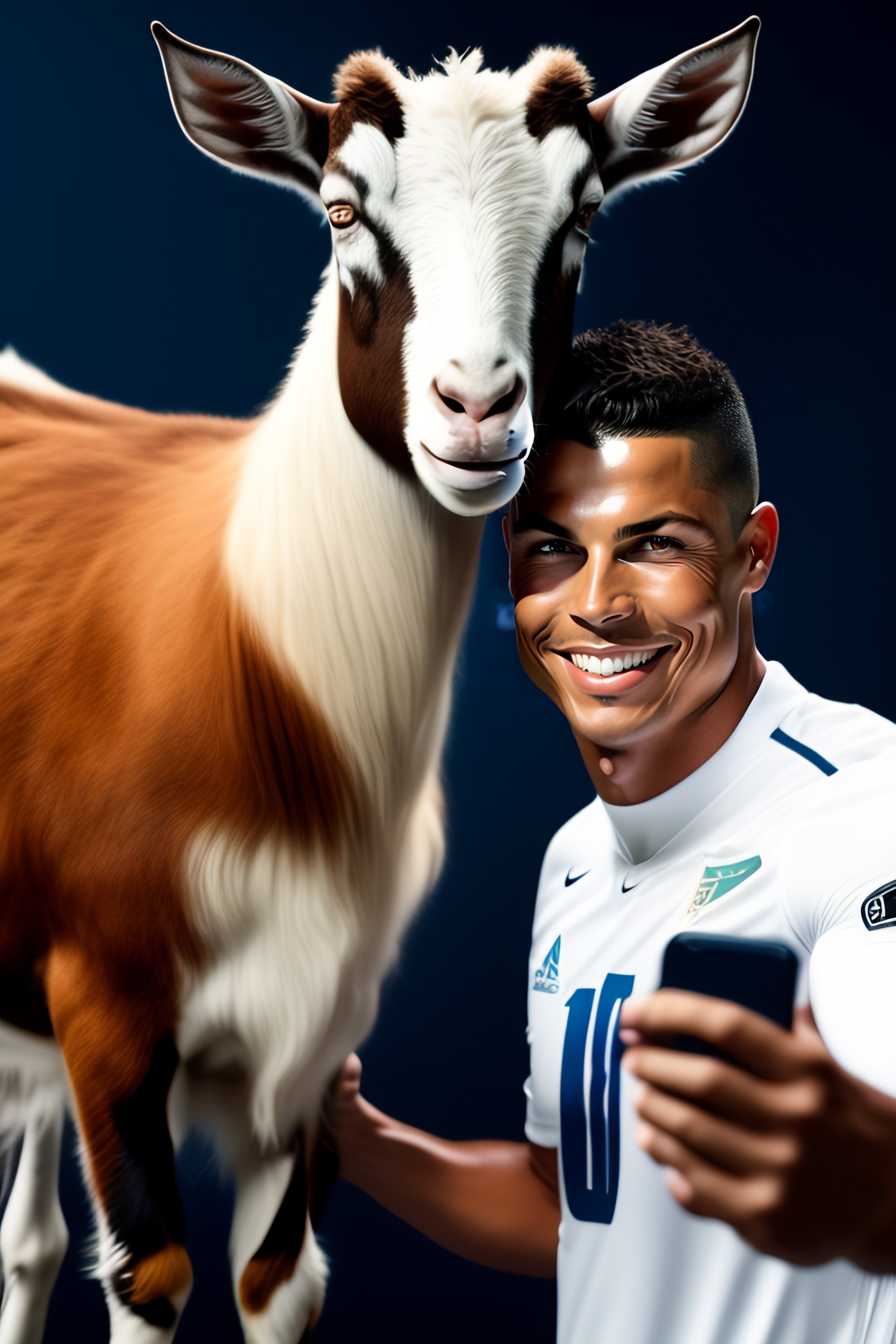 Lexica - Ronaldo taking a Selfie with a goat hyper realistic