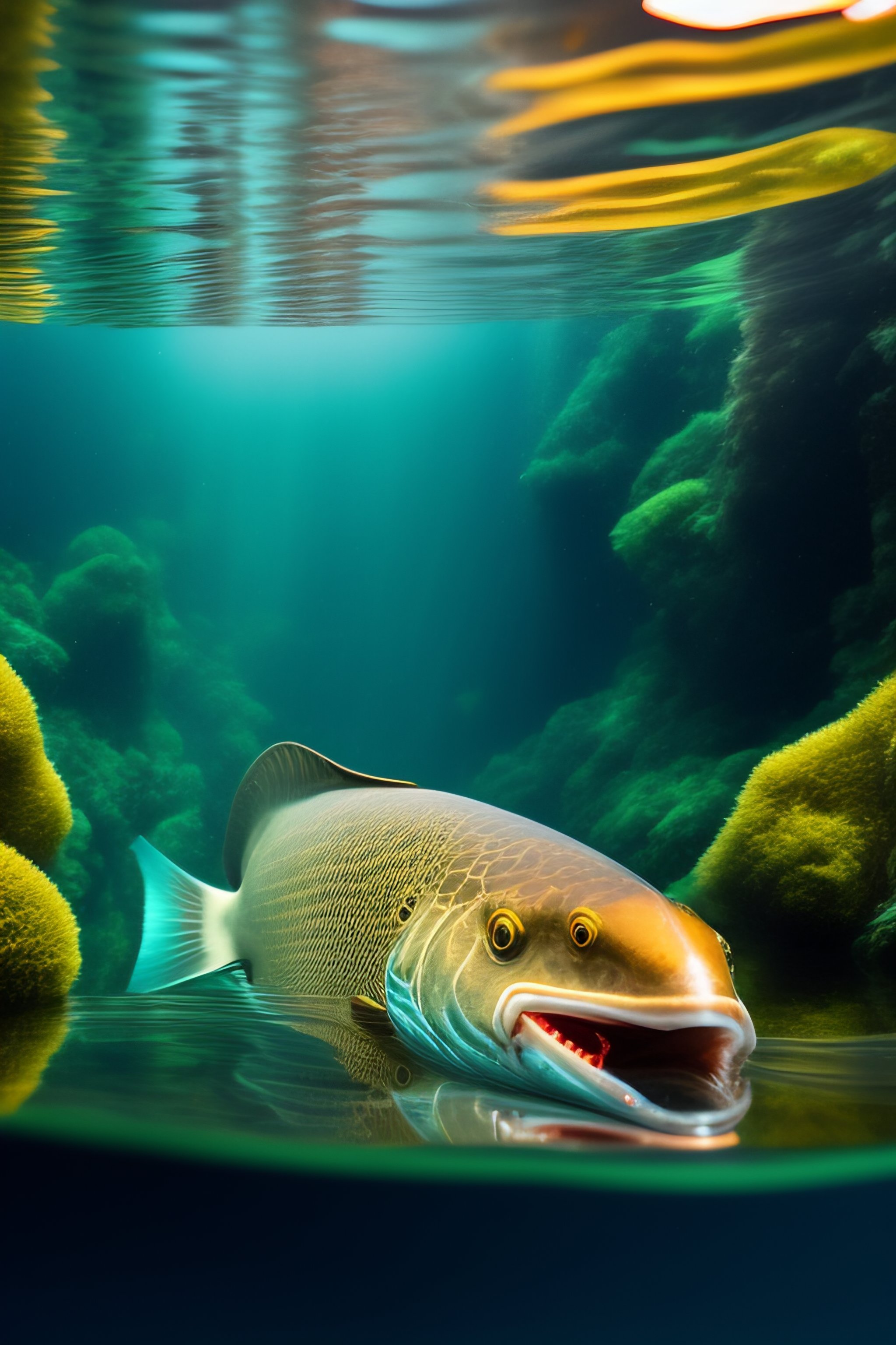 Lexica - Anaconda in the water eating a fish