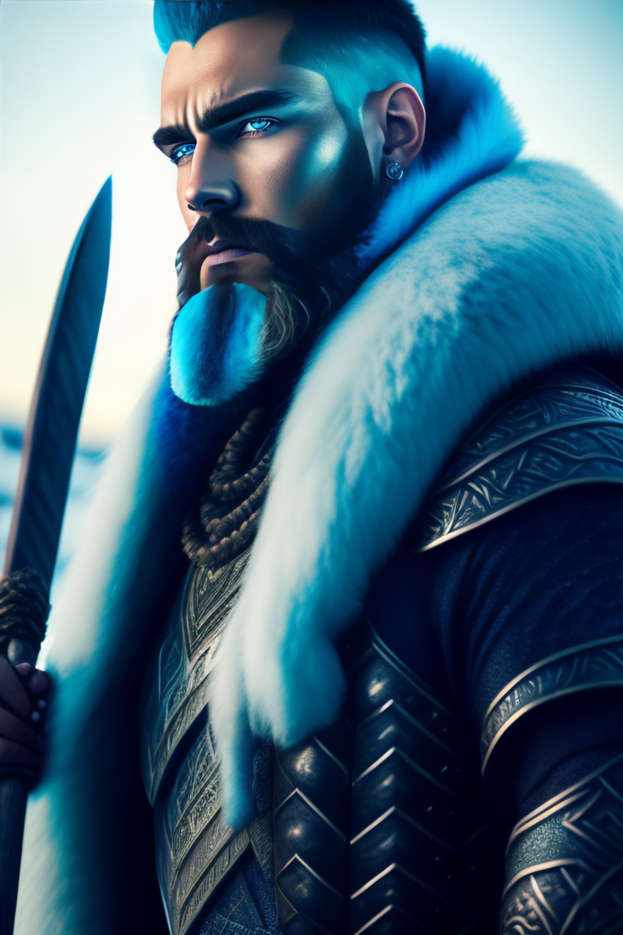 Lexica - Frost giant rune tribal head tattoos, ice blue beard, wearing ...