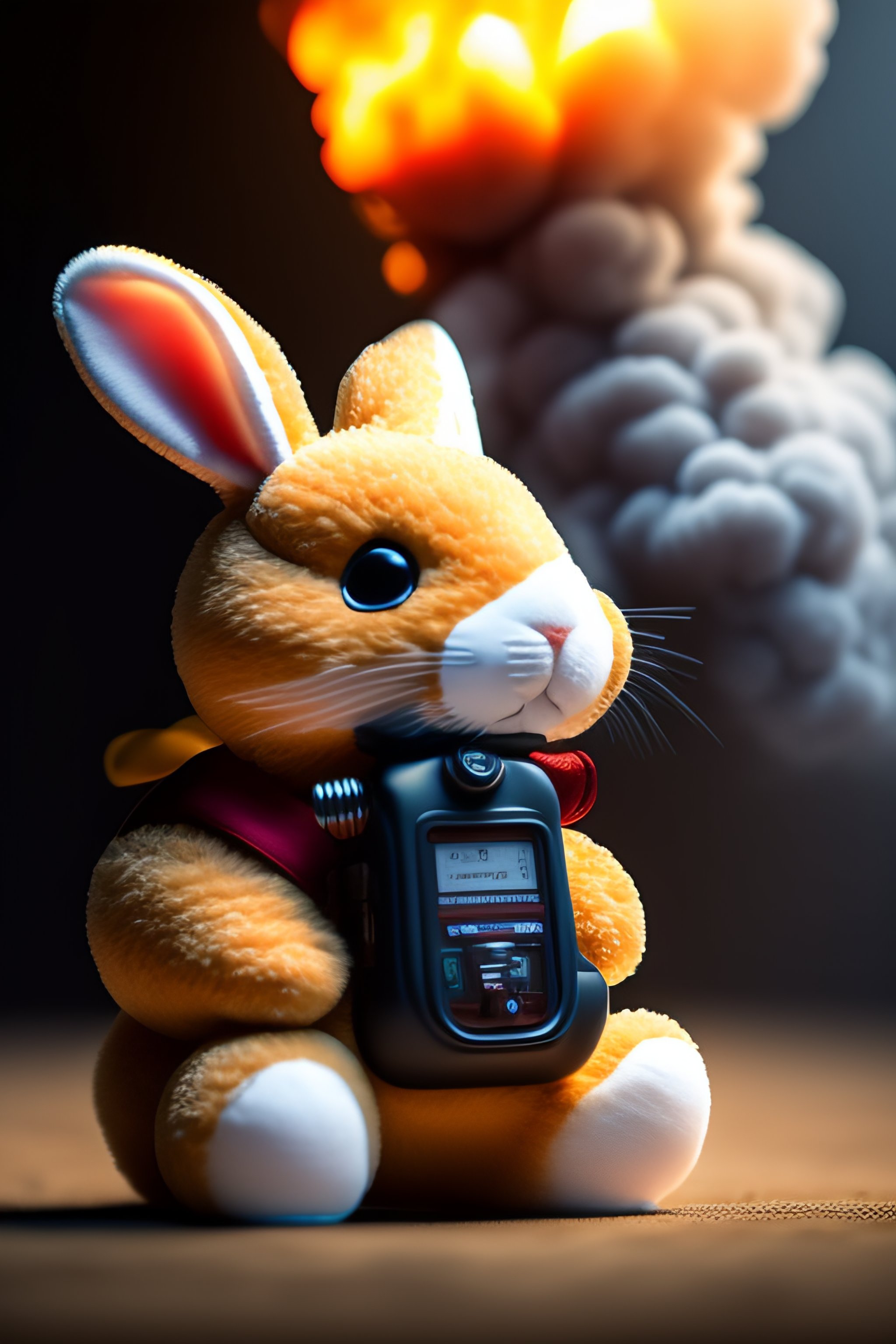 Lexica - Plush rabbit in a gas mask with a machine gun against the ...