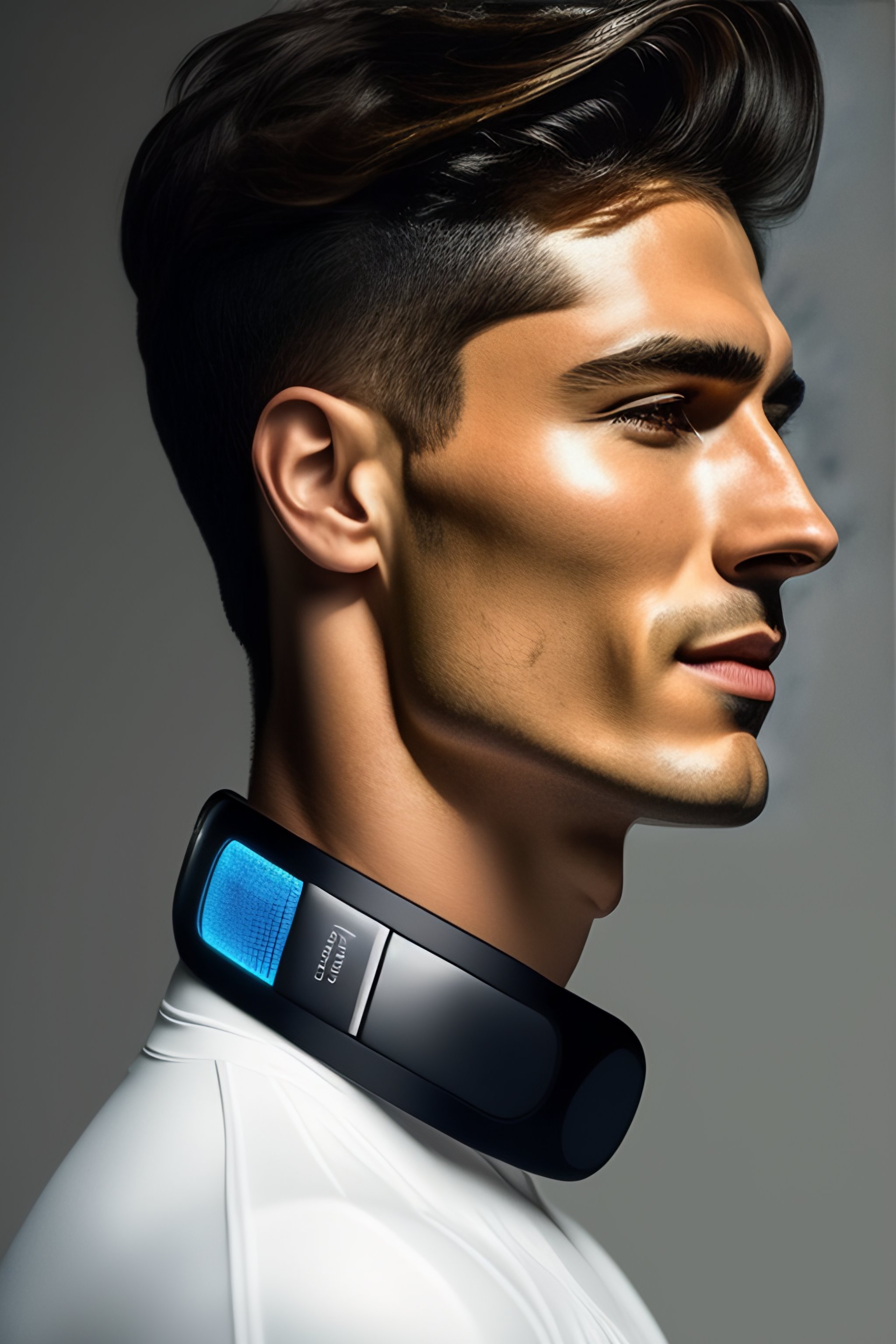 Lexica - A sleek health monitor mounted to a mans neck